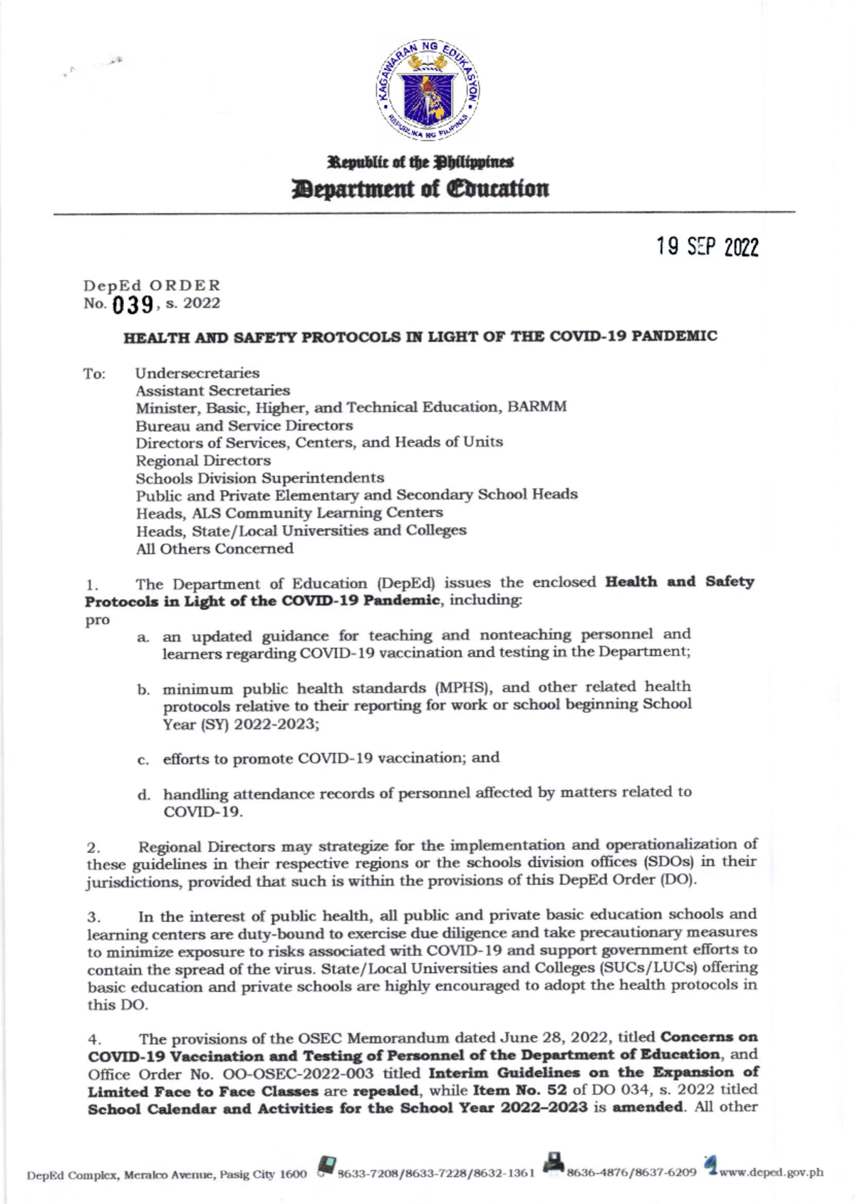 6. Health and Safety Protocols in Light of the Covid-19 Pandemic ...