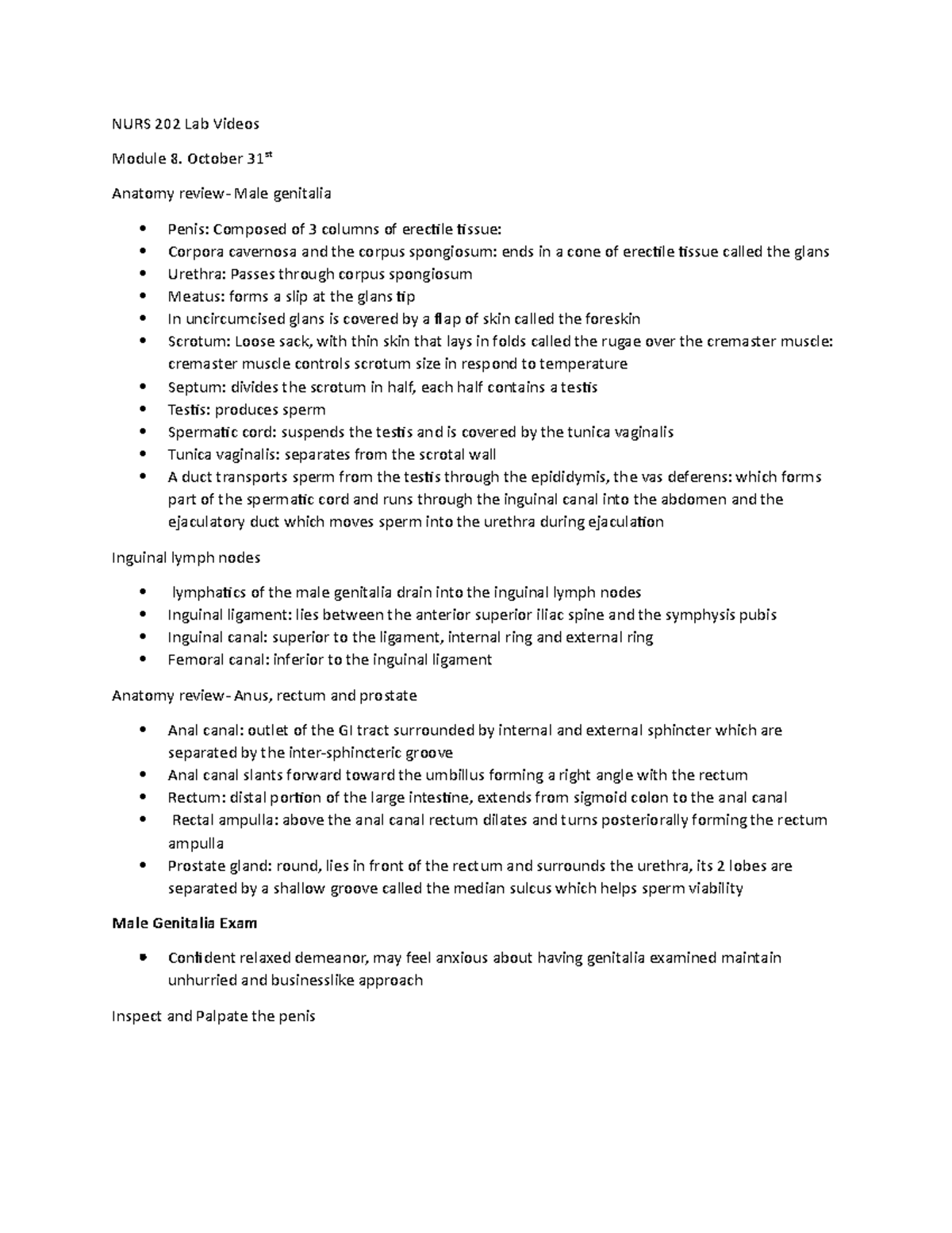 Nurs 202 Module 8 Lab Videos - NURS 202 Lab Videos Module 8. October ...