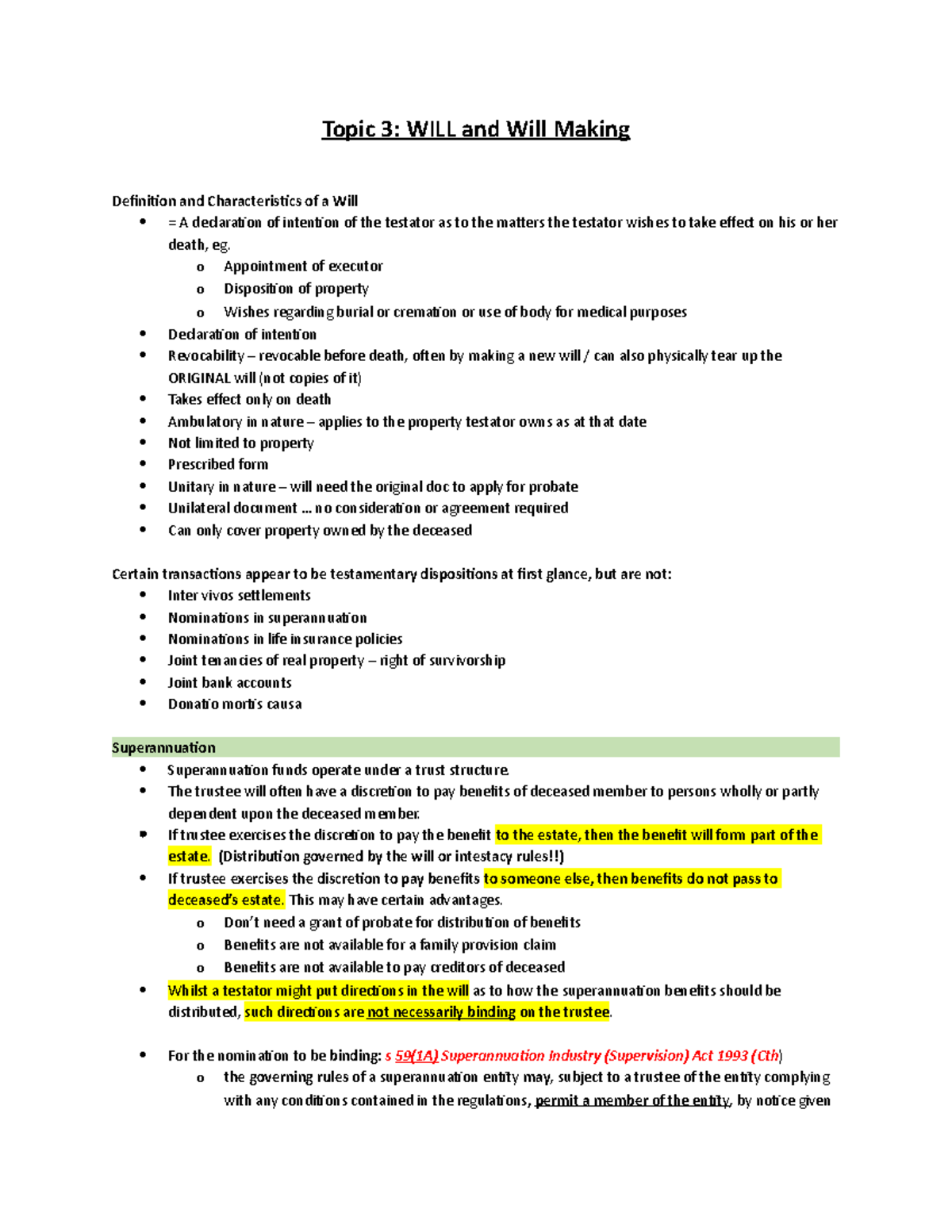 Topic 3 - WILL and Will Making - Topic 3: WILL and Will Making ...