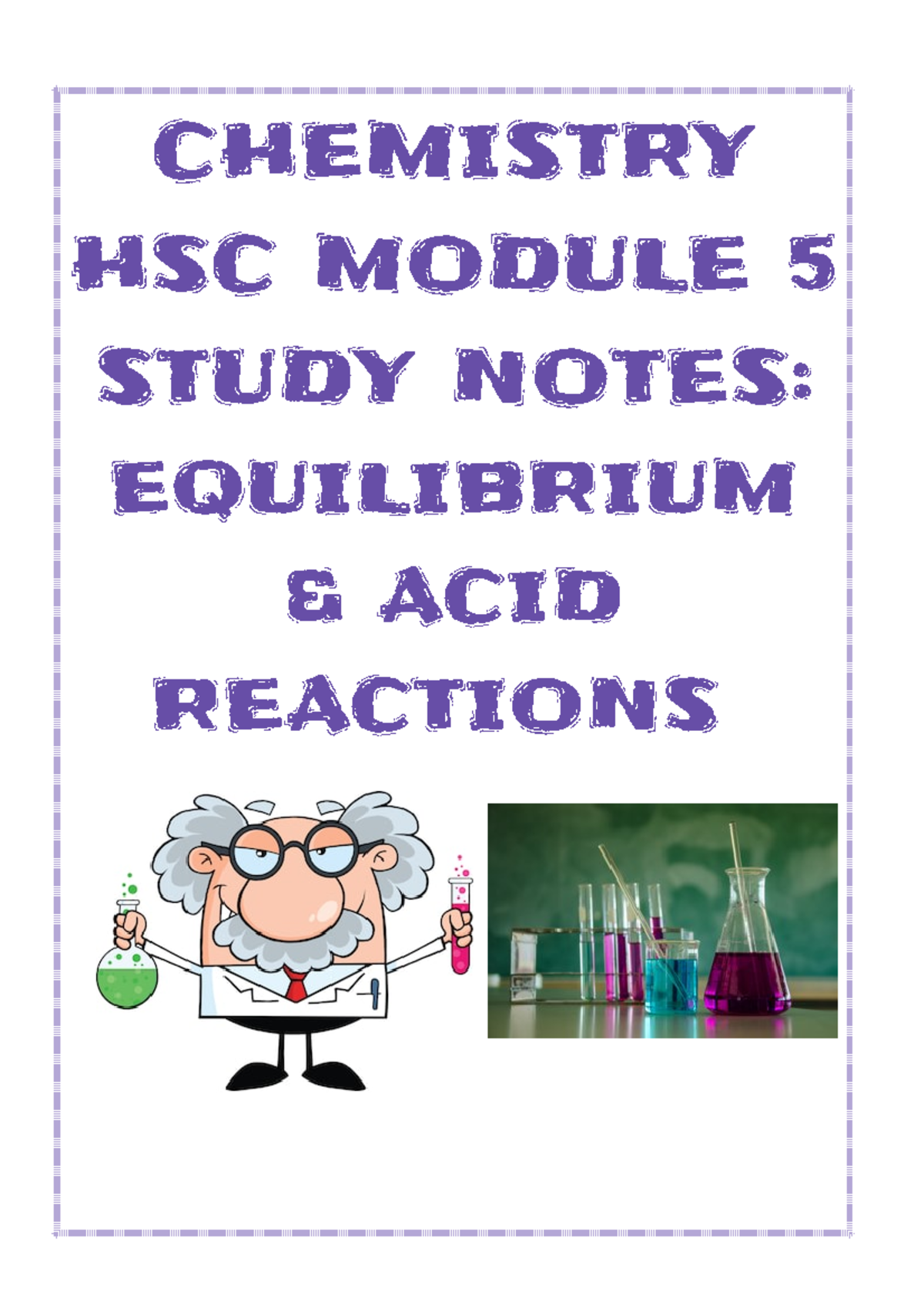 Equilibrium and Acid Reactions Study Notes - CHEMISTRY HSC MODULE 5 ...