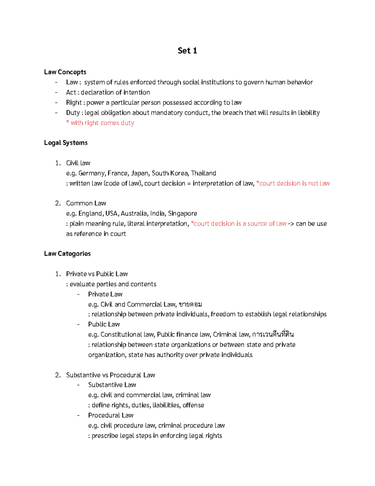 BA201 2 - It is lecture - Set 1 Law Concepts - Law : system of rules ...