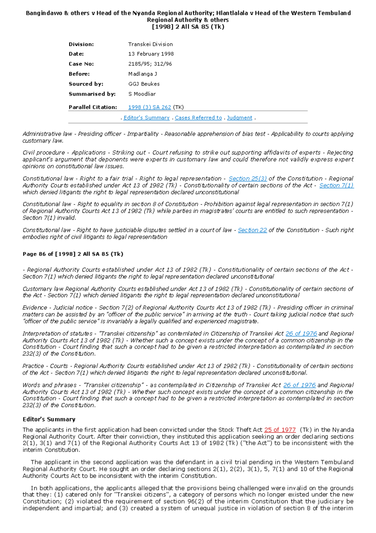 Bangindawo & others v Head of the Nyanda Regional Authority ...