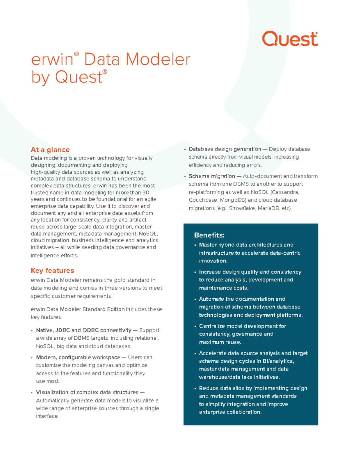 Erwin data modeler datasheet 147769 - erwin ® Data Modeler by Quest ...