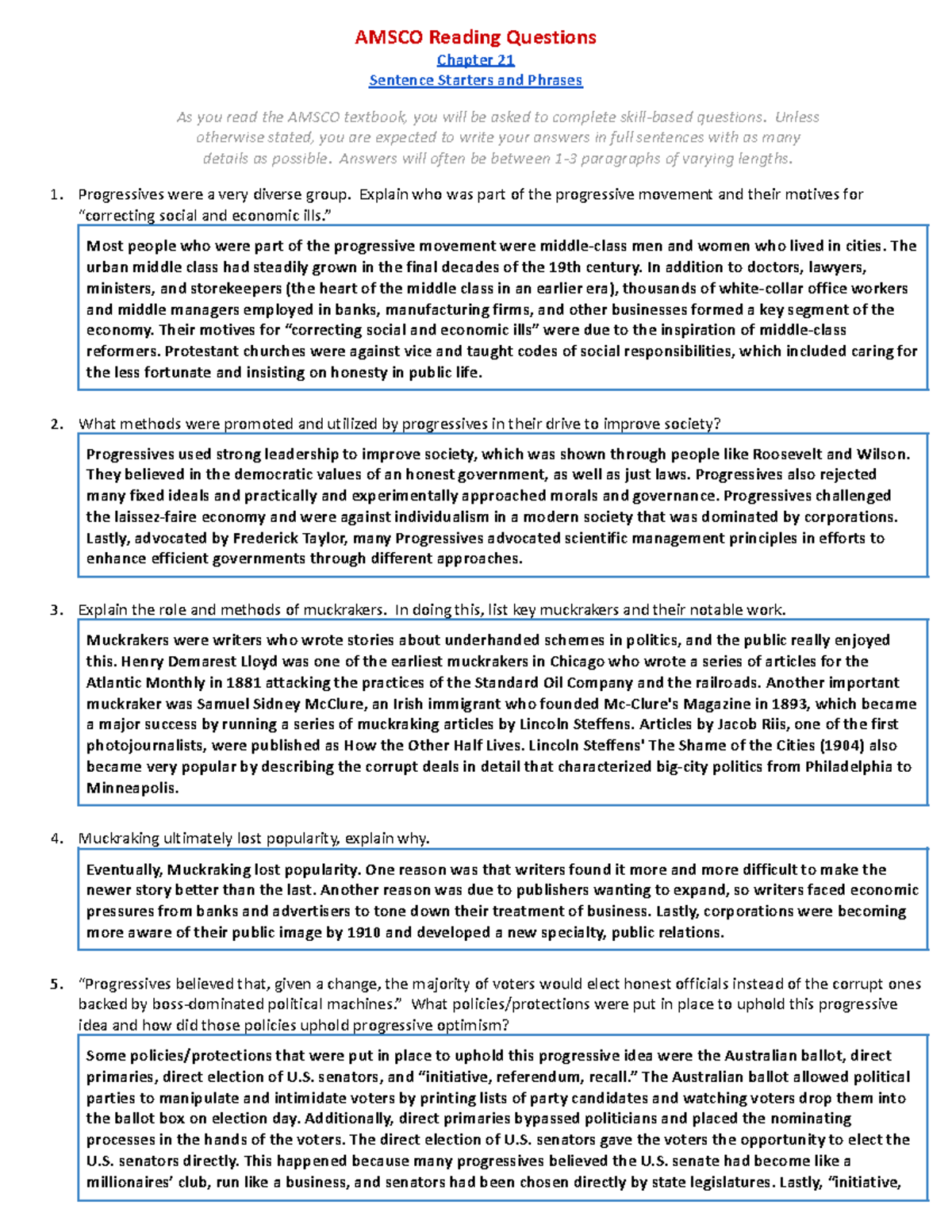 Amsco Reading Questions Chapter 21 - AMSCO Reading Questions Chapter 21 ...