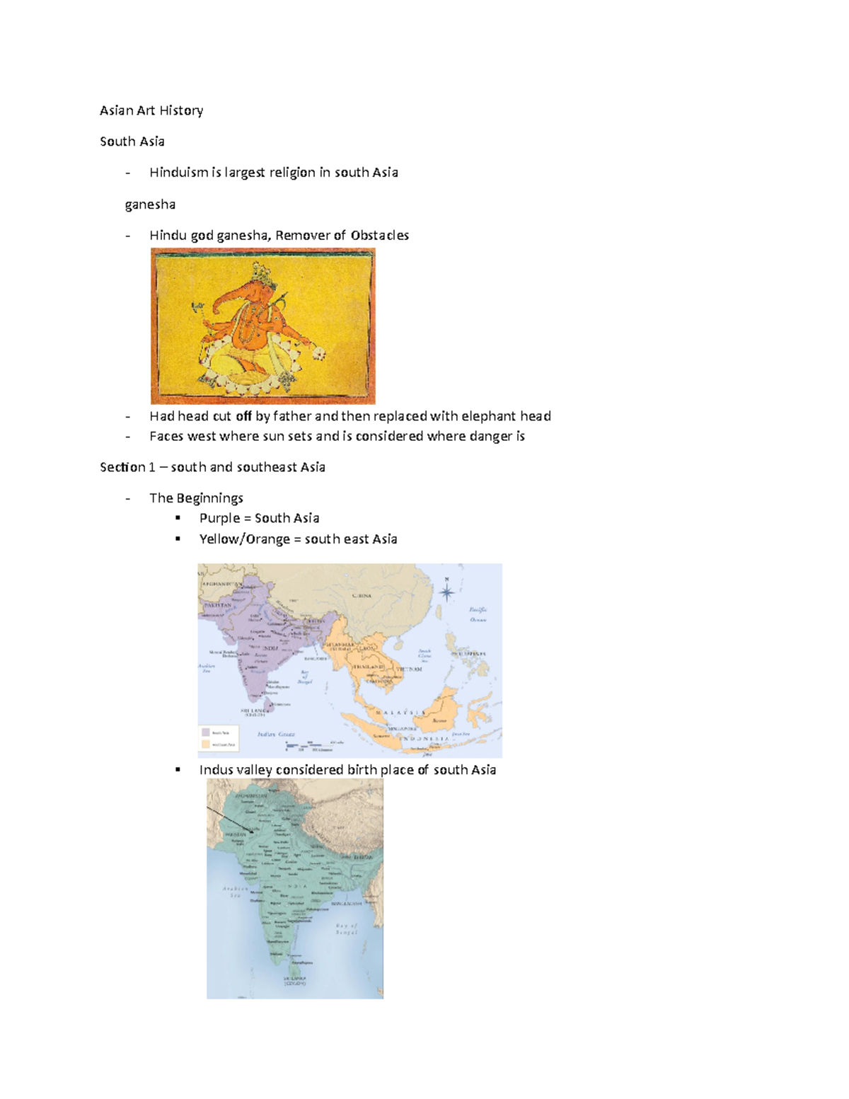 Asian Art History Notes - Asian Art History South Asia - Hinduism is ...
