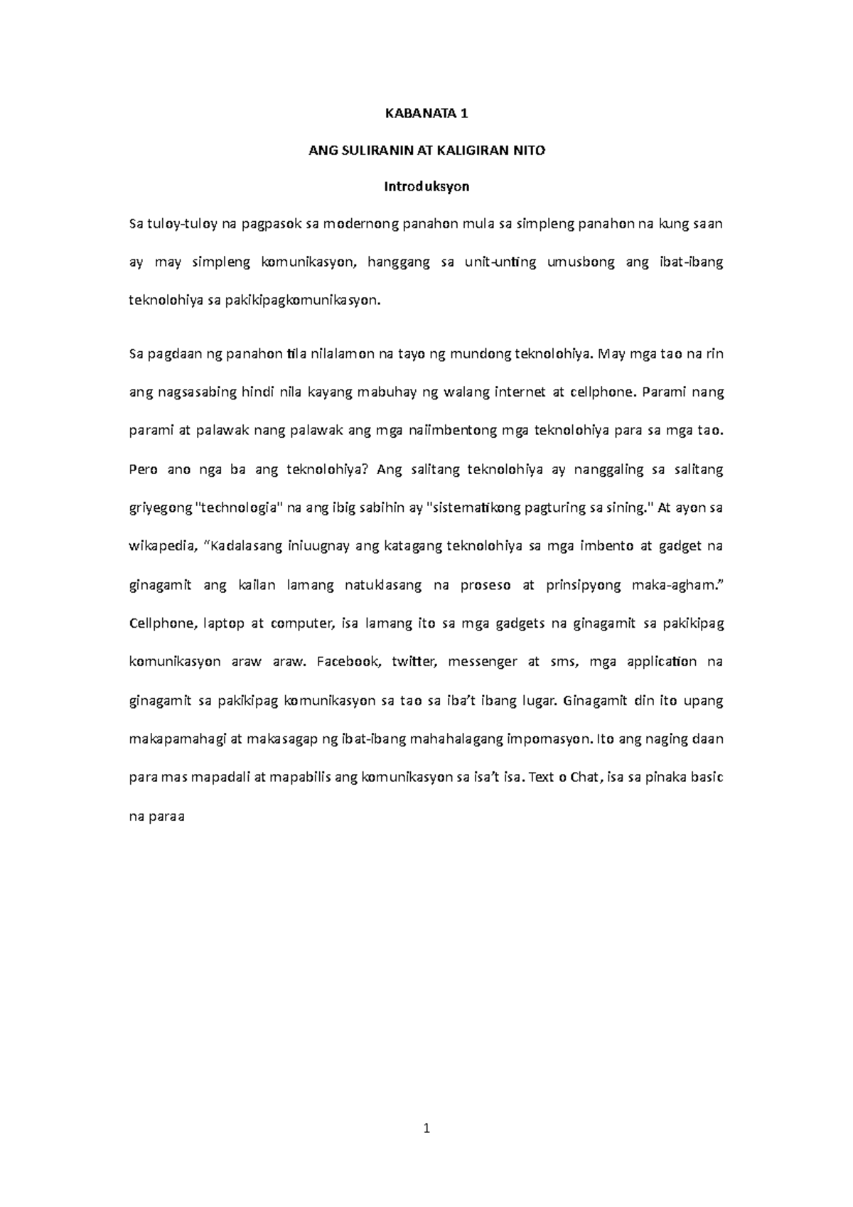 Tang-ina-nyo - Lecture notes 1.36 - KABANATA 1 ANG SULIRANIN AT ...