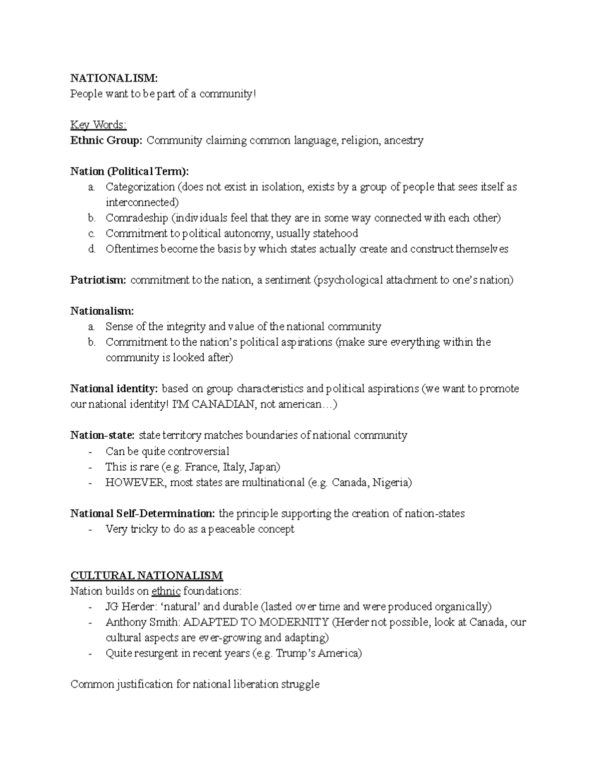 Nationalism - Notes (Term 1) - NATIONALISM: People want to be part of a ...