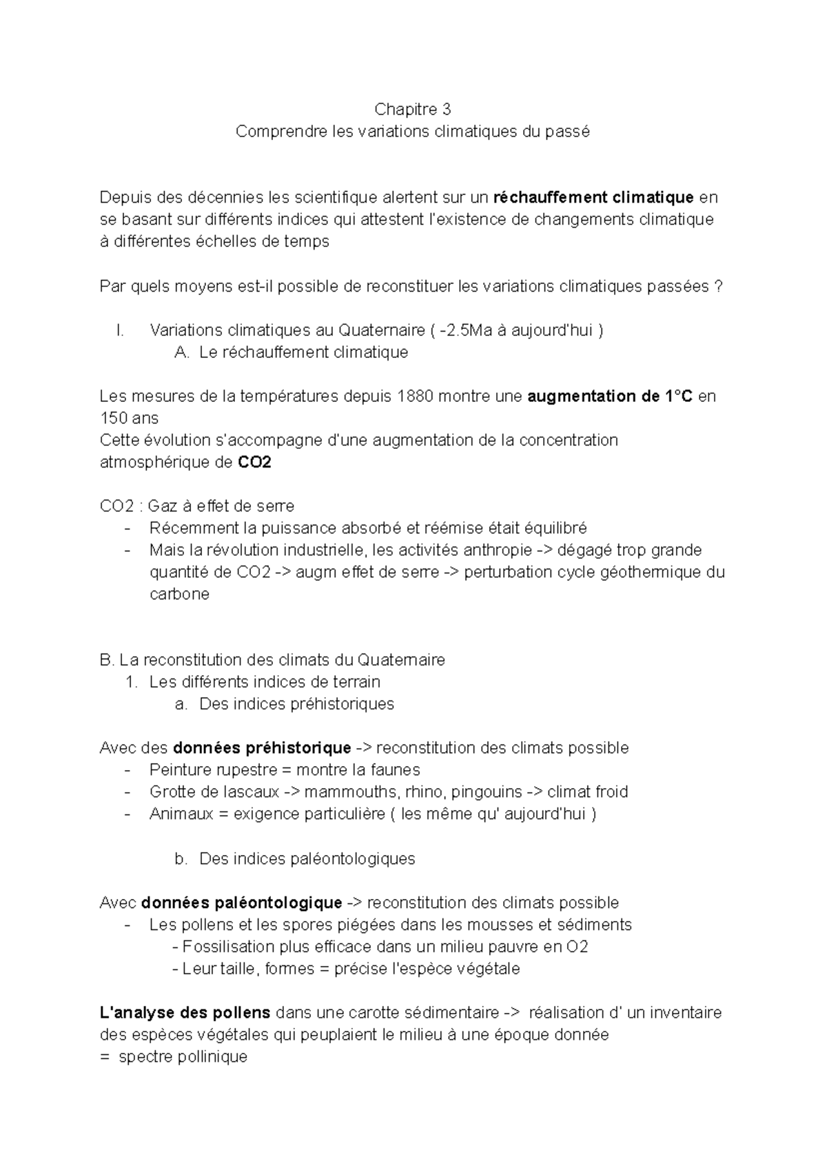Chap 3 svt - fiche - Chapitre 3 Comprendre les variations climatiques ...