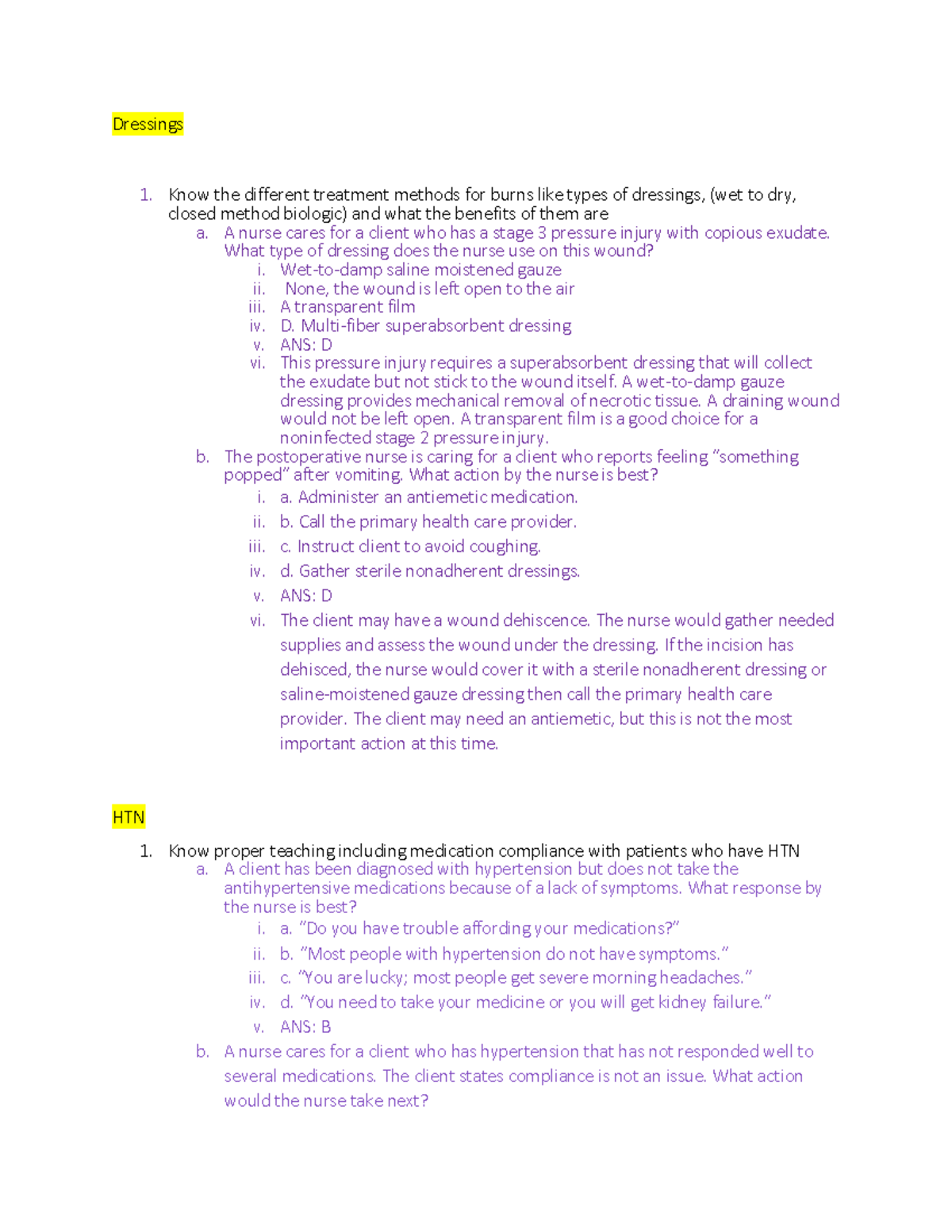 ACM final study guide - Dressings Know the different treatment methods ...