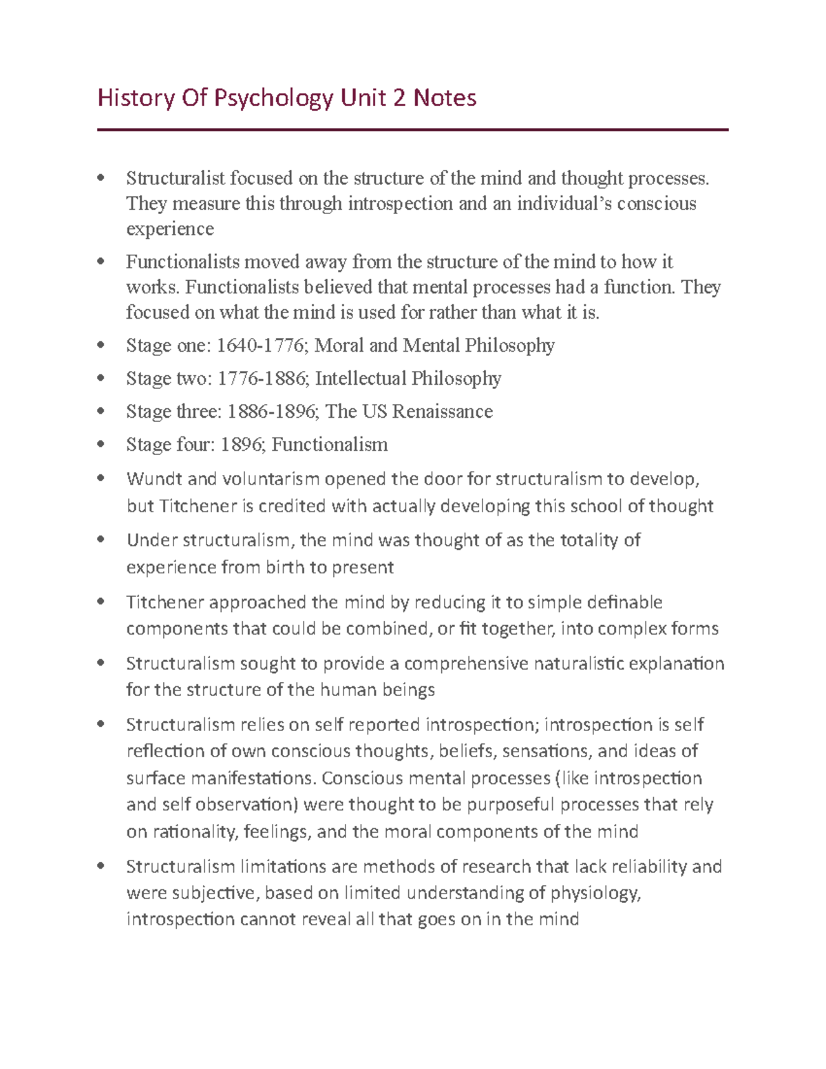 History Of Psychology Unit 2 Notes - They measure this through ...