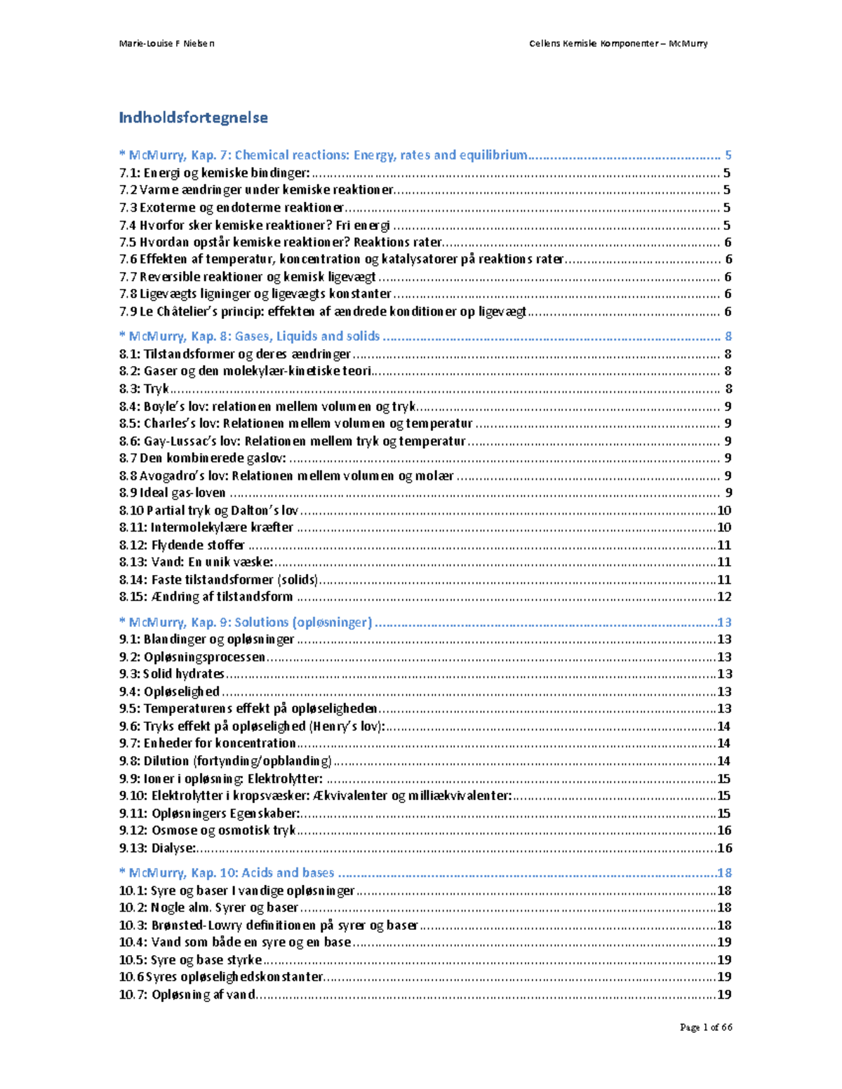 Notater til basalhumanbiologi og cellens kemiske komponenter ...