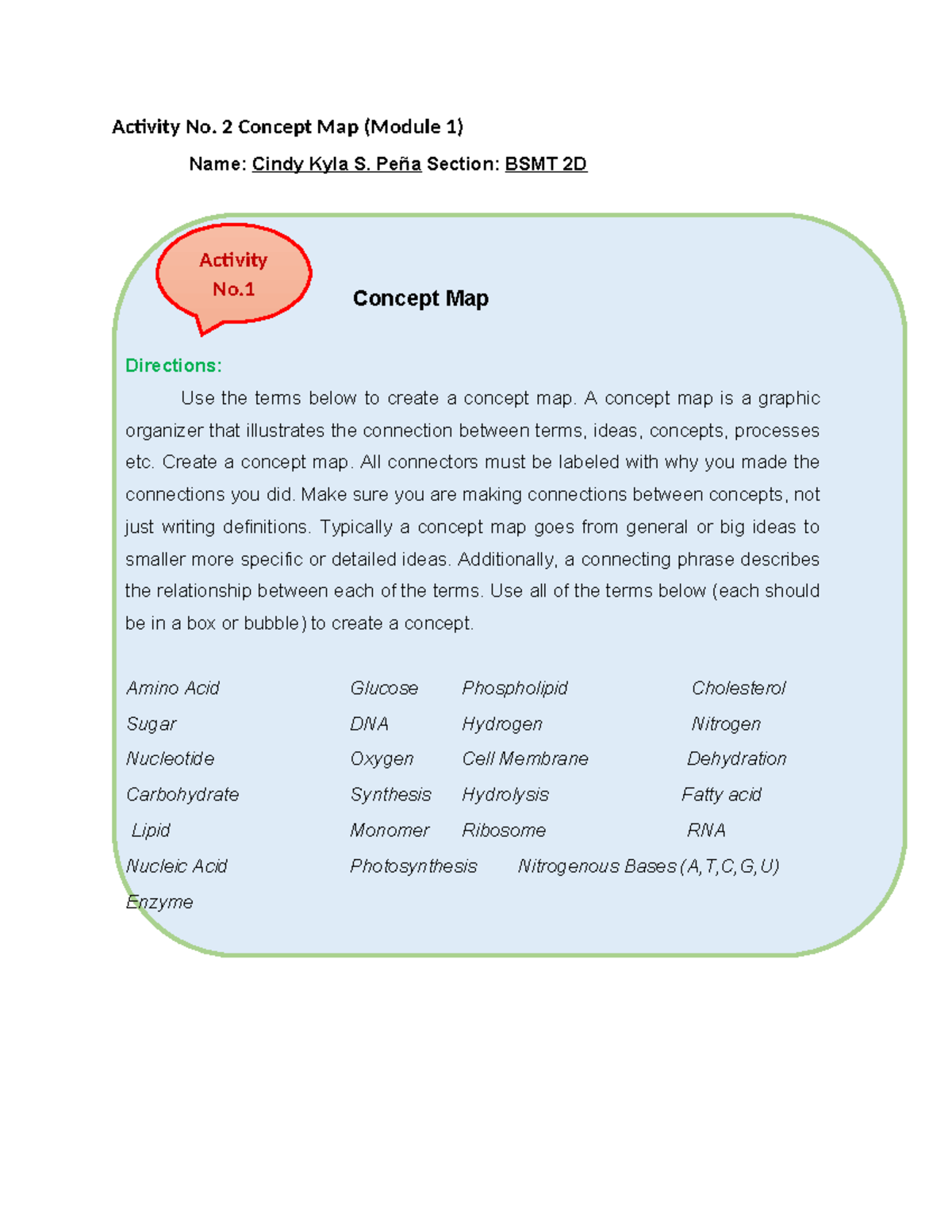 Activity No. 2 Concept Map (Module 1) - Activity No. 2 Concept Map (Module 1) Name: Cindy Kyla S ...