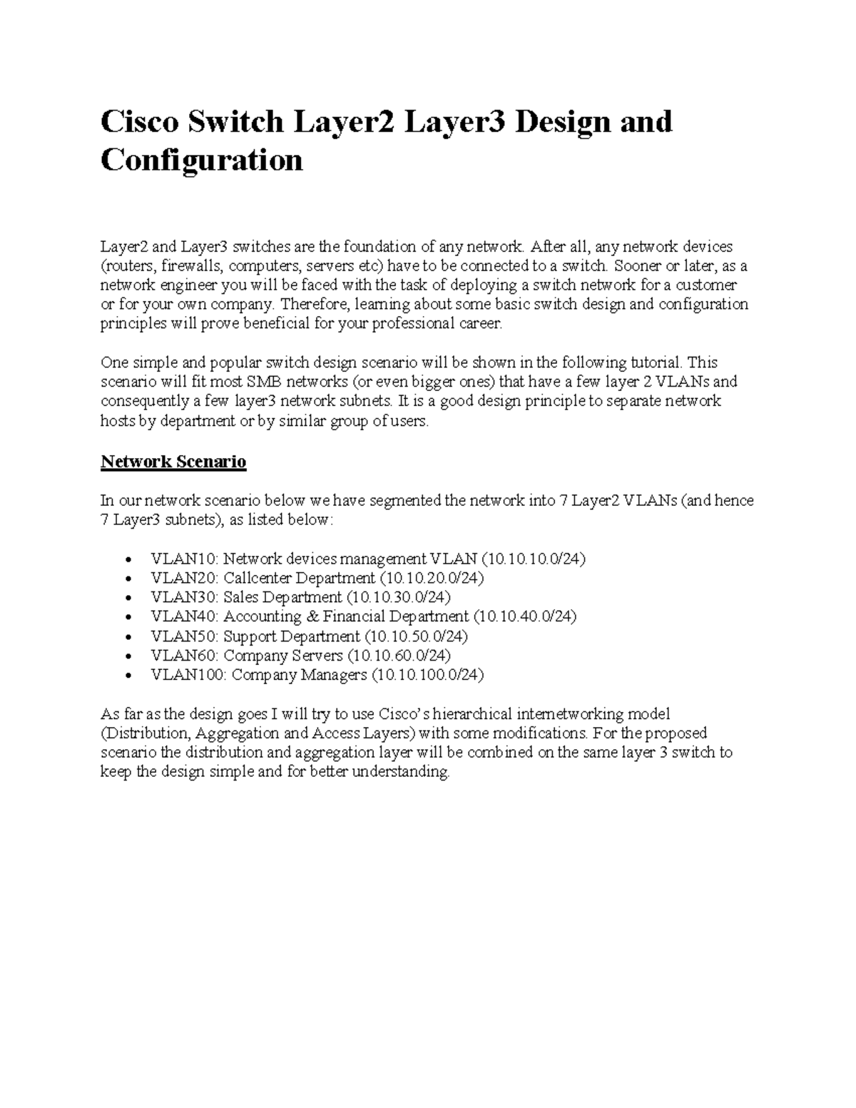 Cisco Switch Layer 2 Layer 3 Design And Configuration Cisco Switch