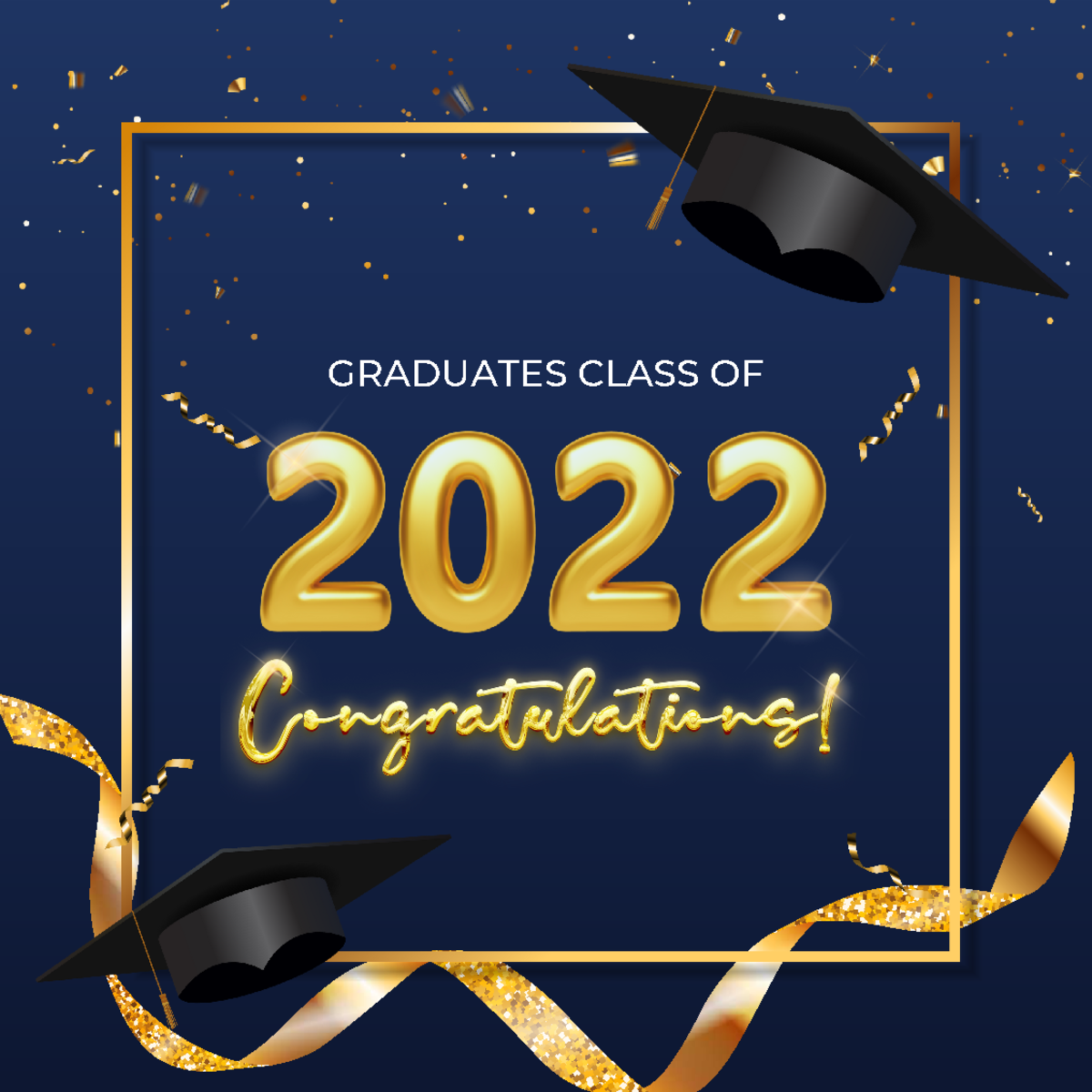 Blue and Gold Graduation celebration greeting card Instagram Post ...