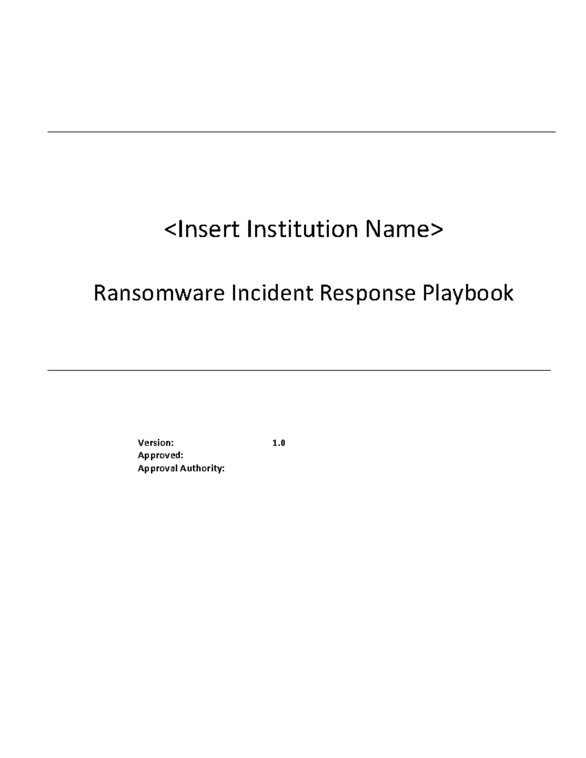 Playbook ransomware - - Studocu