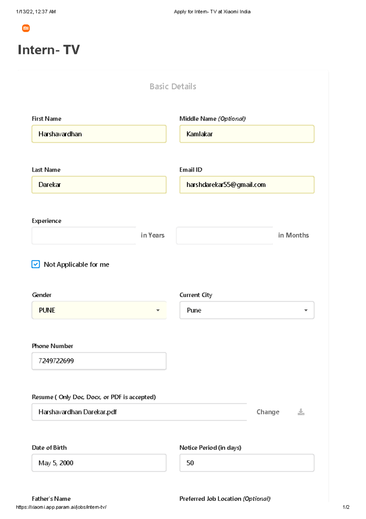 Apply for Intern- TV at Xiaomi India - app.param/jobs/intern-tv/ 1 ...