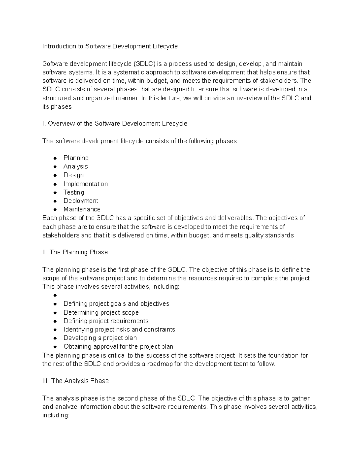 Development notes 1 - Introduction to Software Development Lifecycle ...