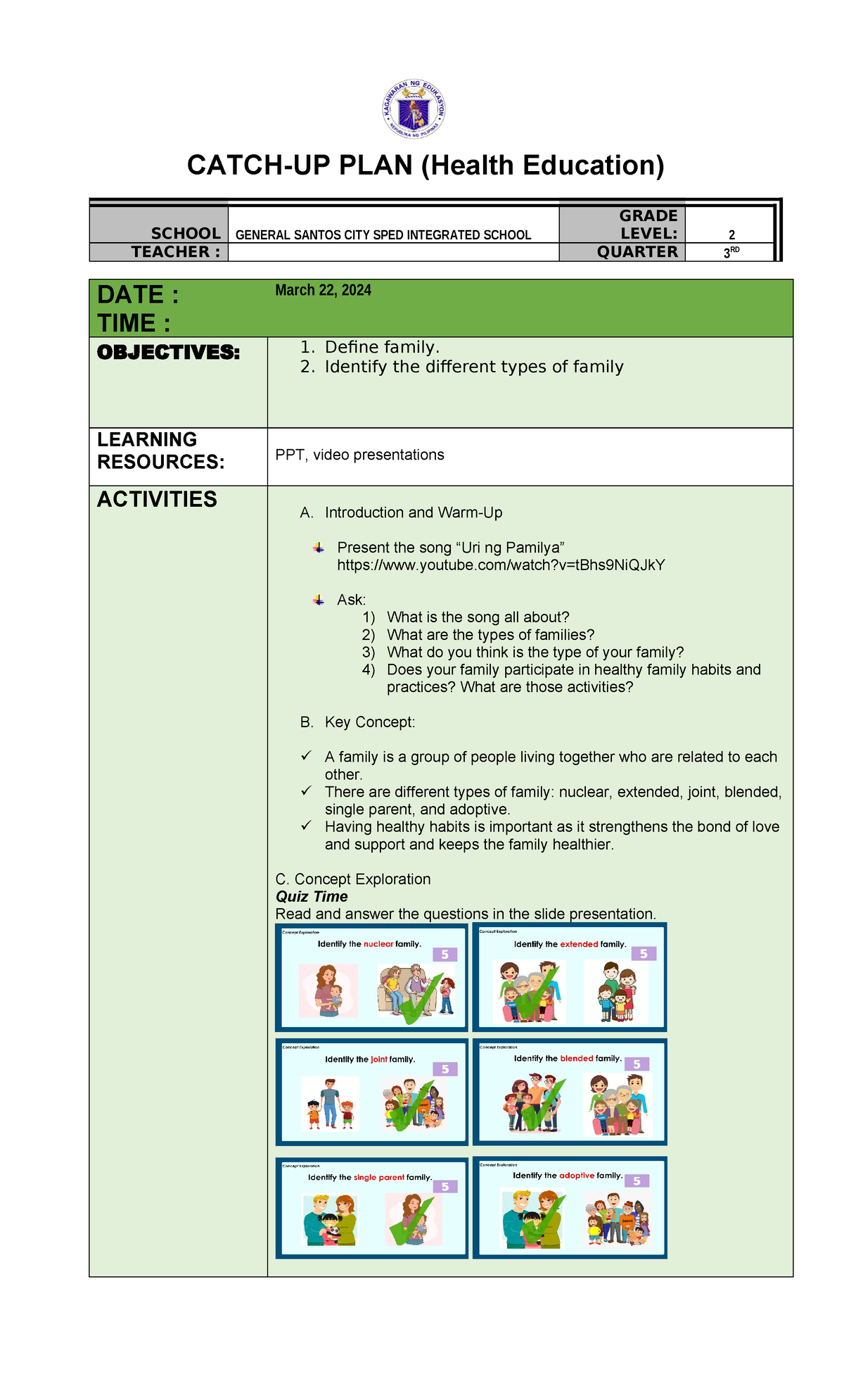Health- Education- Catch UP PLAN- March-22-2024 - CATCH-UP PLAN (Health ...