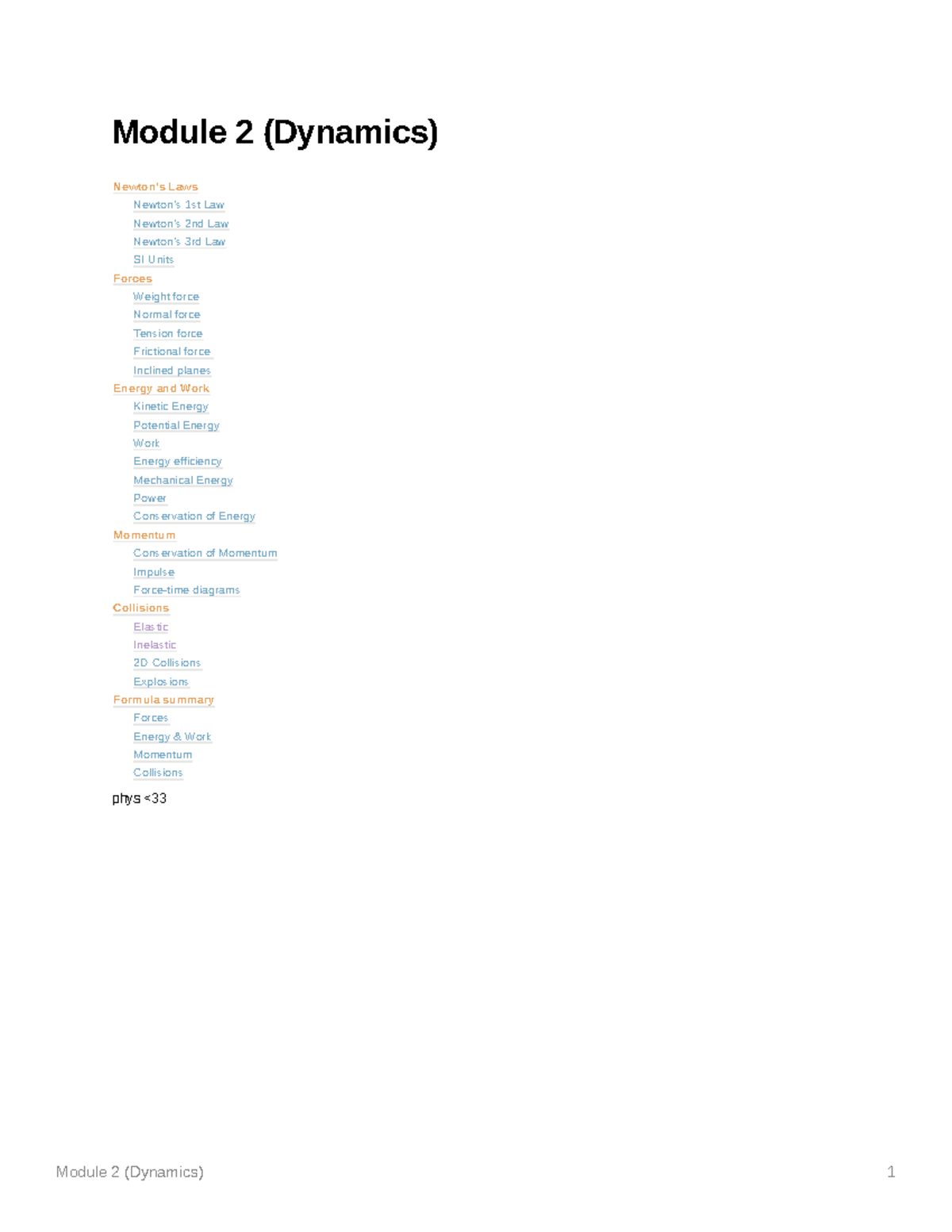 Physics Module 2 (Dynamics) - Module 2 (Dynamics) phys