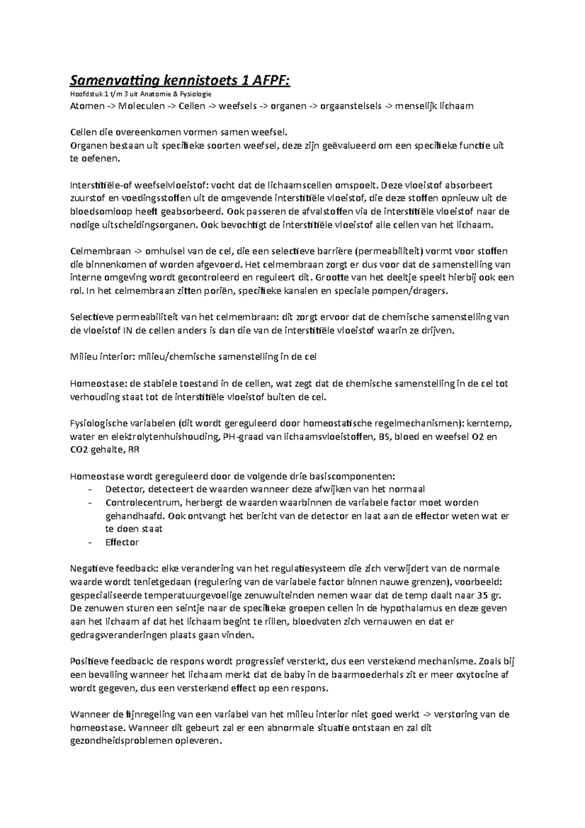 Samenvatting en leerdoelen week 1 AFPF - Samenvaing kennistoets 1 AFPF: Hoofdstuk 1 t/m 3 uit ...