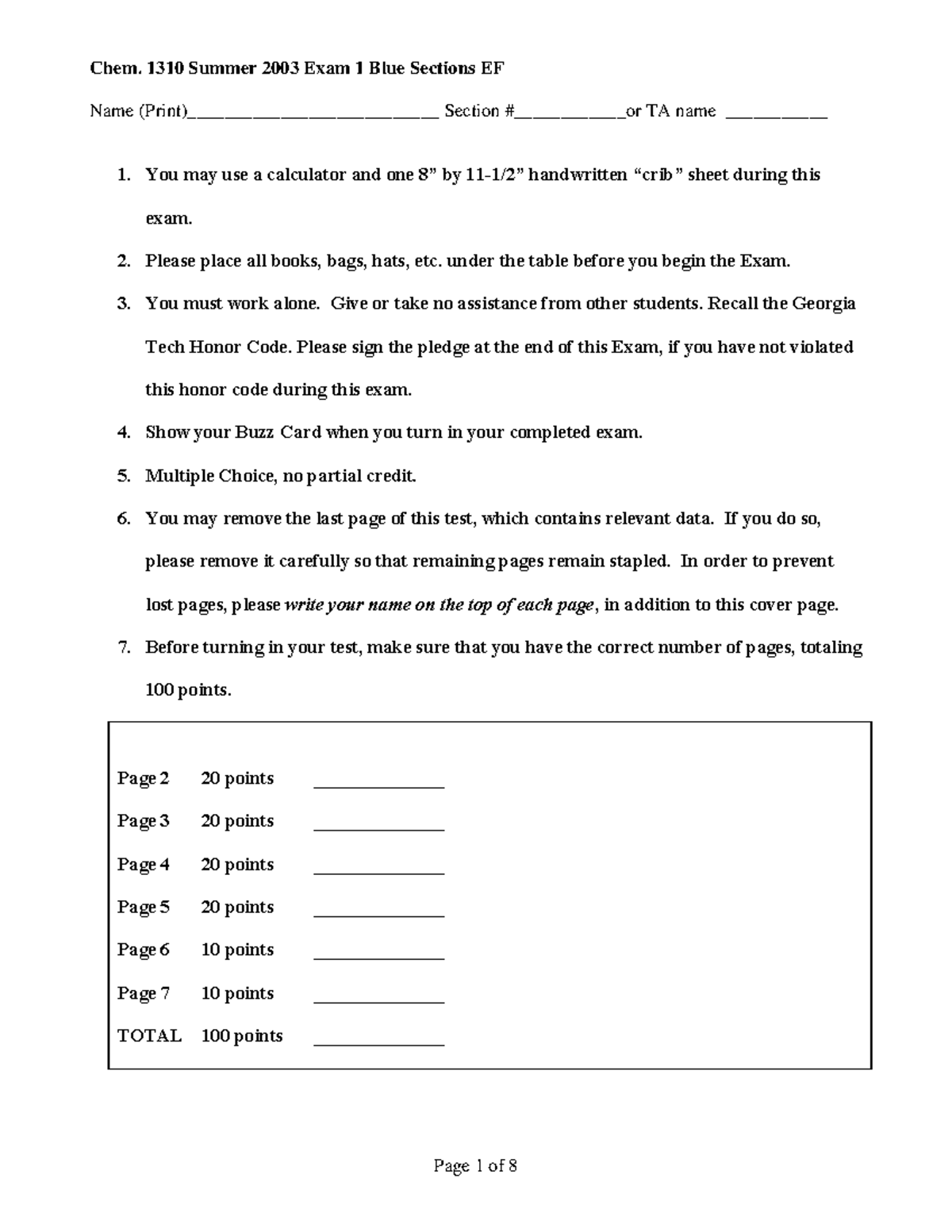 SU03 Exam 1 B - Practice Tests - Name (Print ...