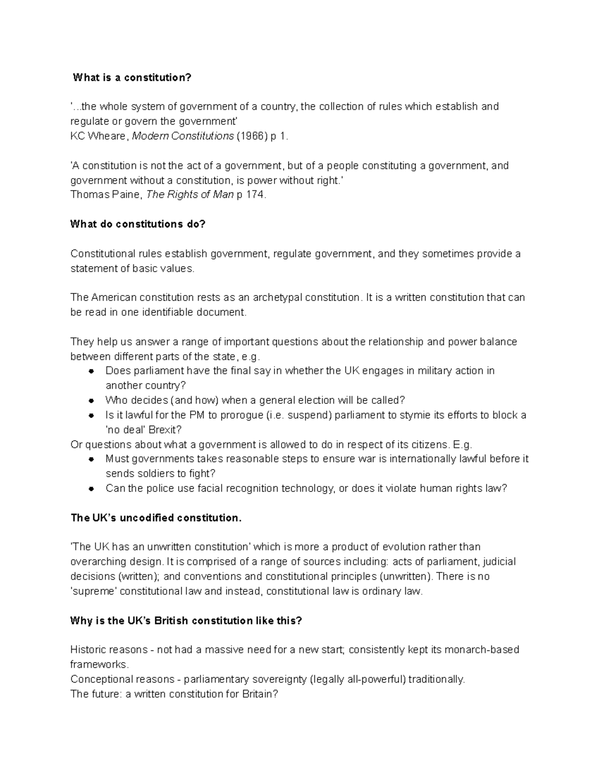 Constitutional Intro - What is a constitution? ‘.. whole system of ...