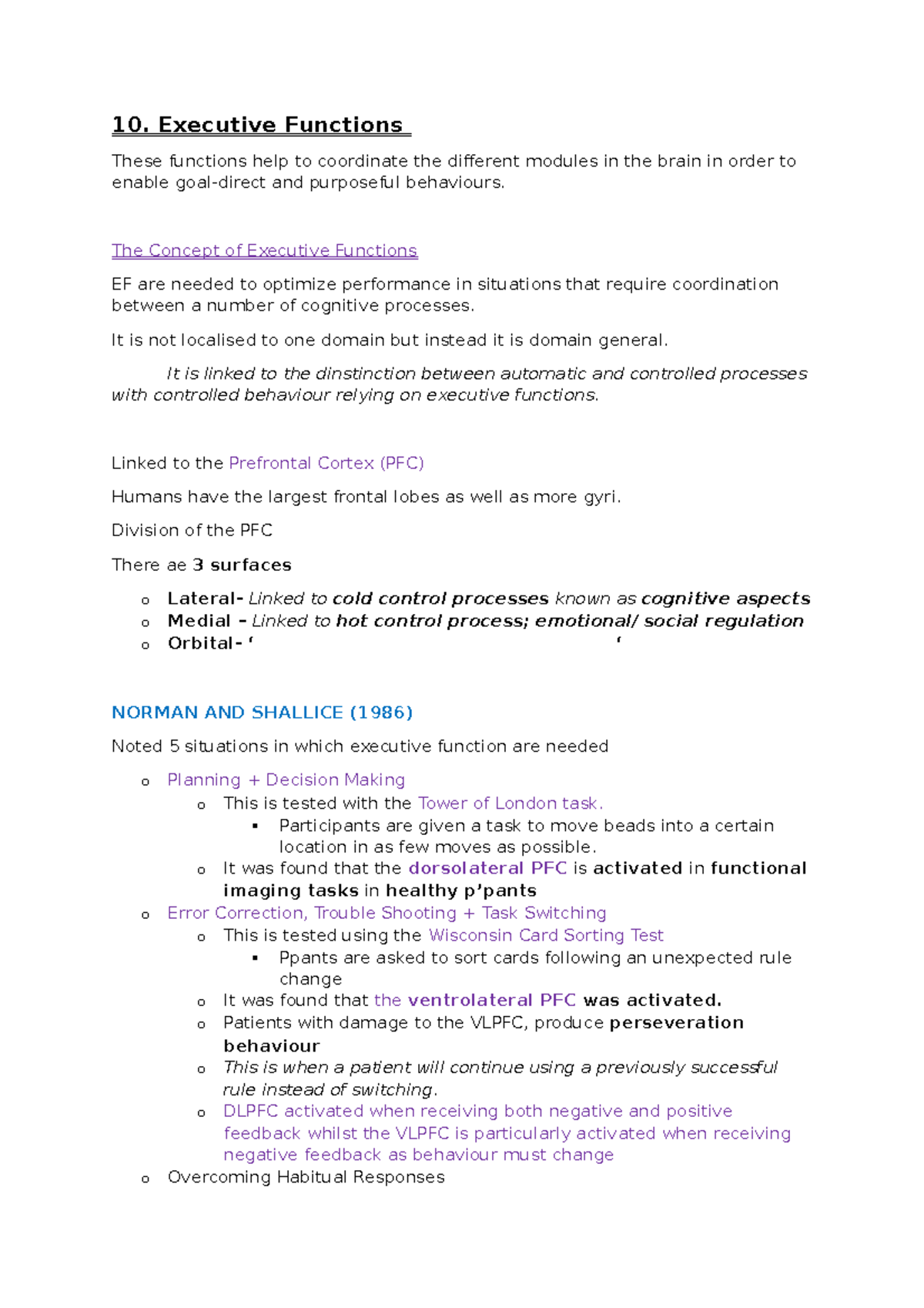 10. Executive Functions - 10. Executive Functions These functions help ...