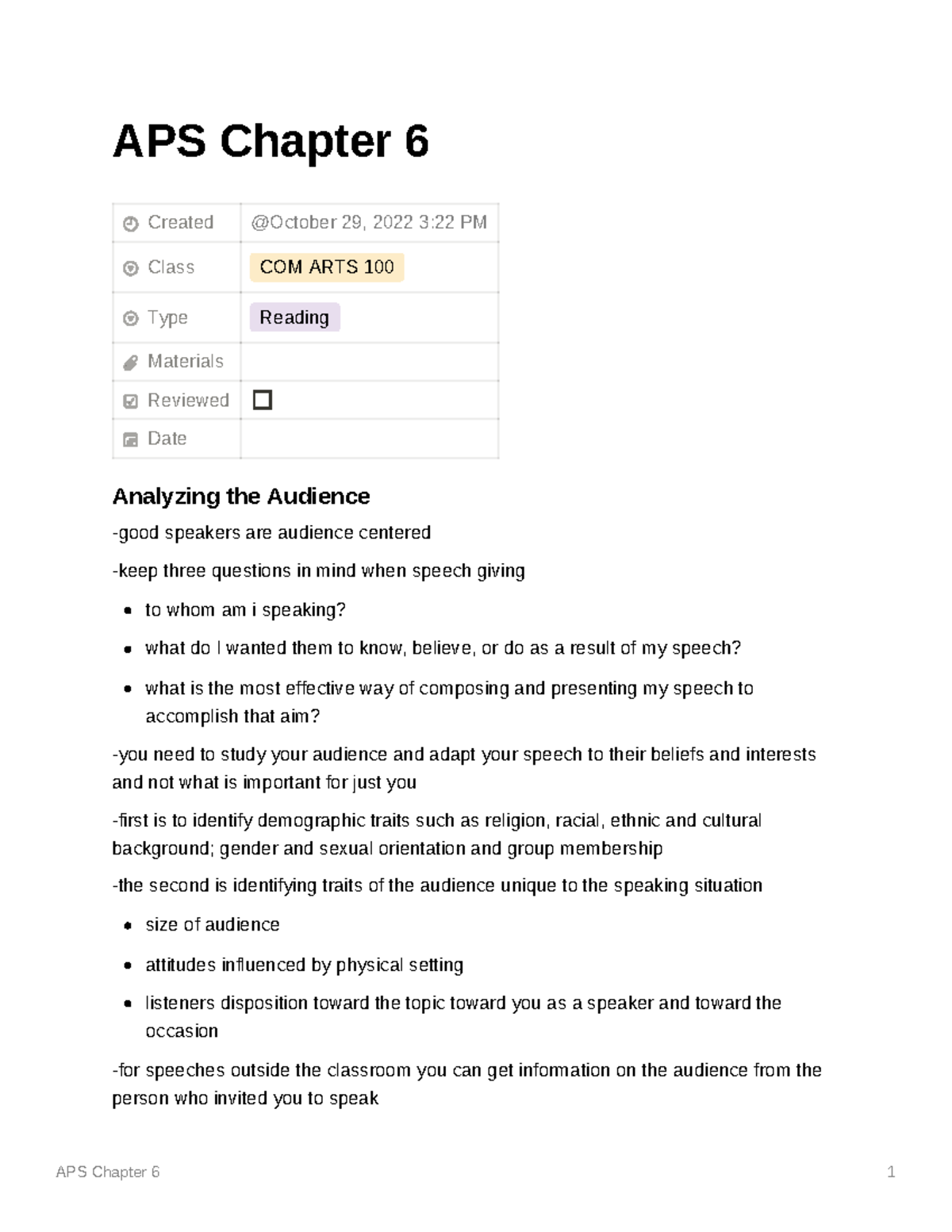 APS Chapter 6 - it means that the lsiteners will hear and judge you ...