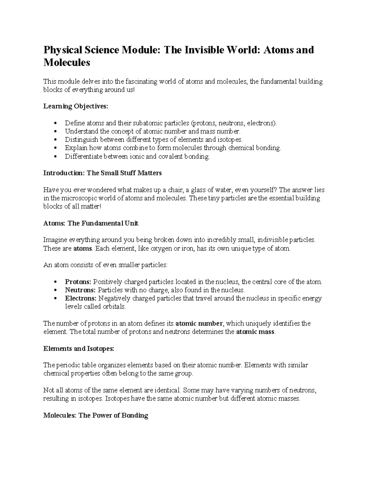 Physical Science Notes - 1st year College - Physical Science Module ...