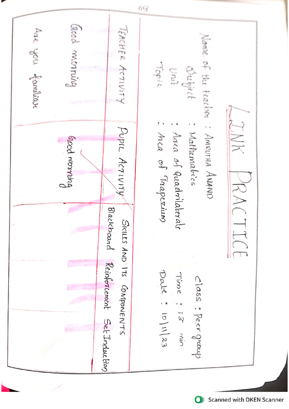 Link practice - Summary - LINK PRACTICE Name of the teacher : AMRUTHA ...