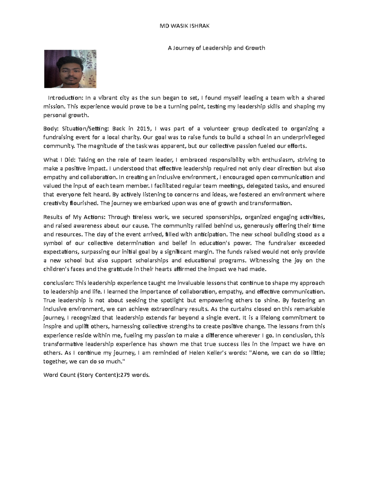 A Journey of Leadership and Growth - MD WASIK ISHRAK A Journey of ...