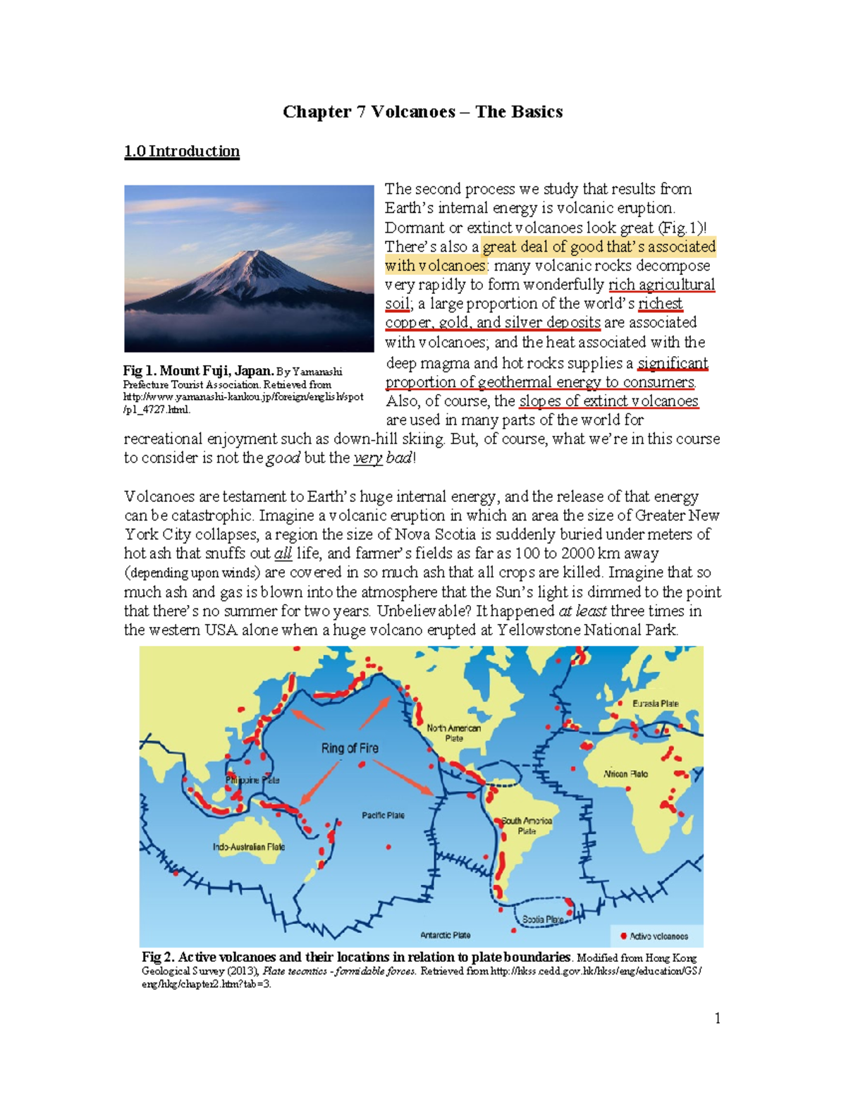 Lecture notes Chapters 7 - 10 - Chapter 7 Volcanoes – The Basics 1 ...