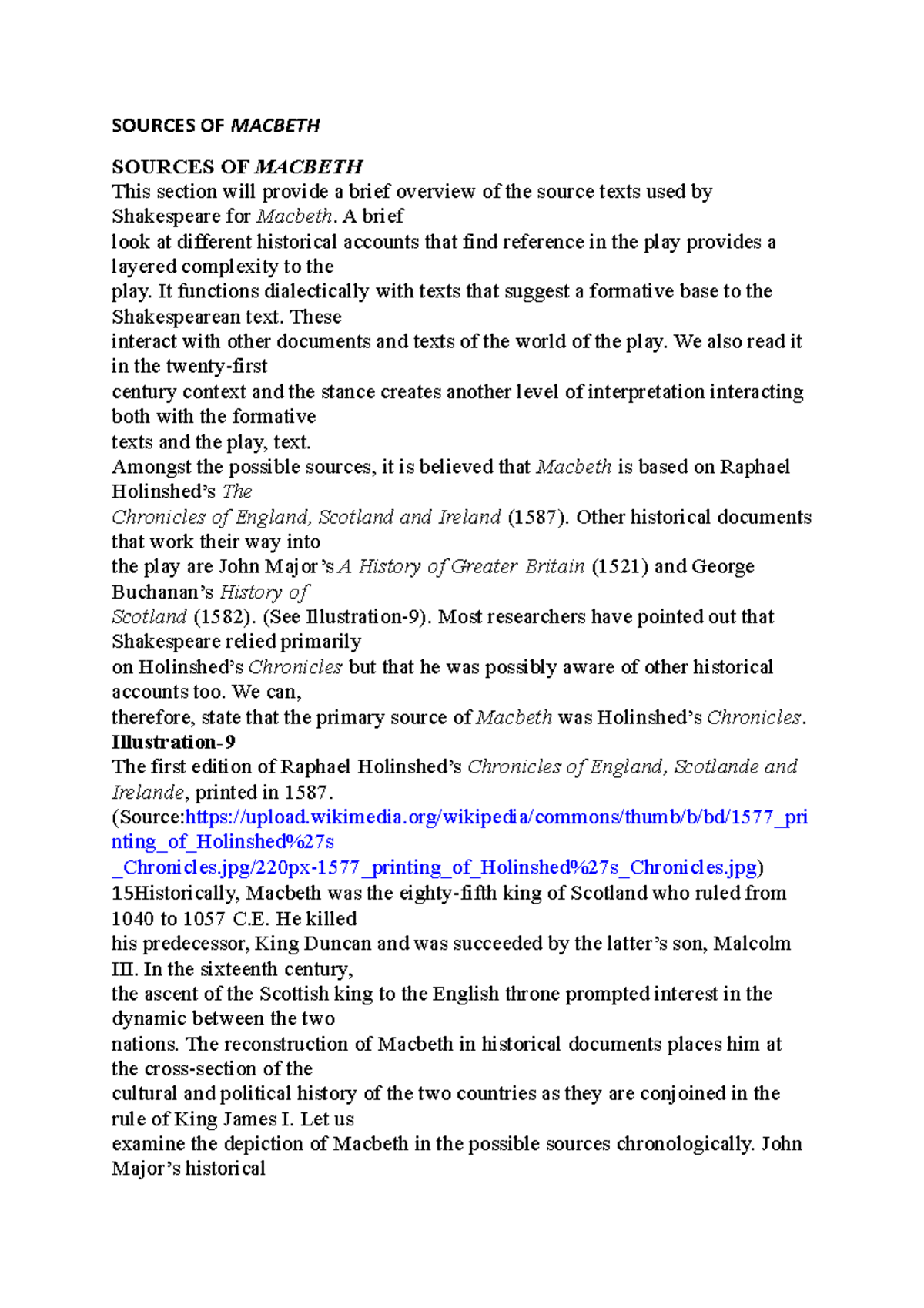 Sources OF Macbeth - SOURCES OF MACBETH SOURCES OF MACBETH This section ...