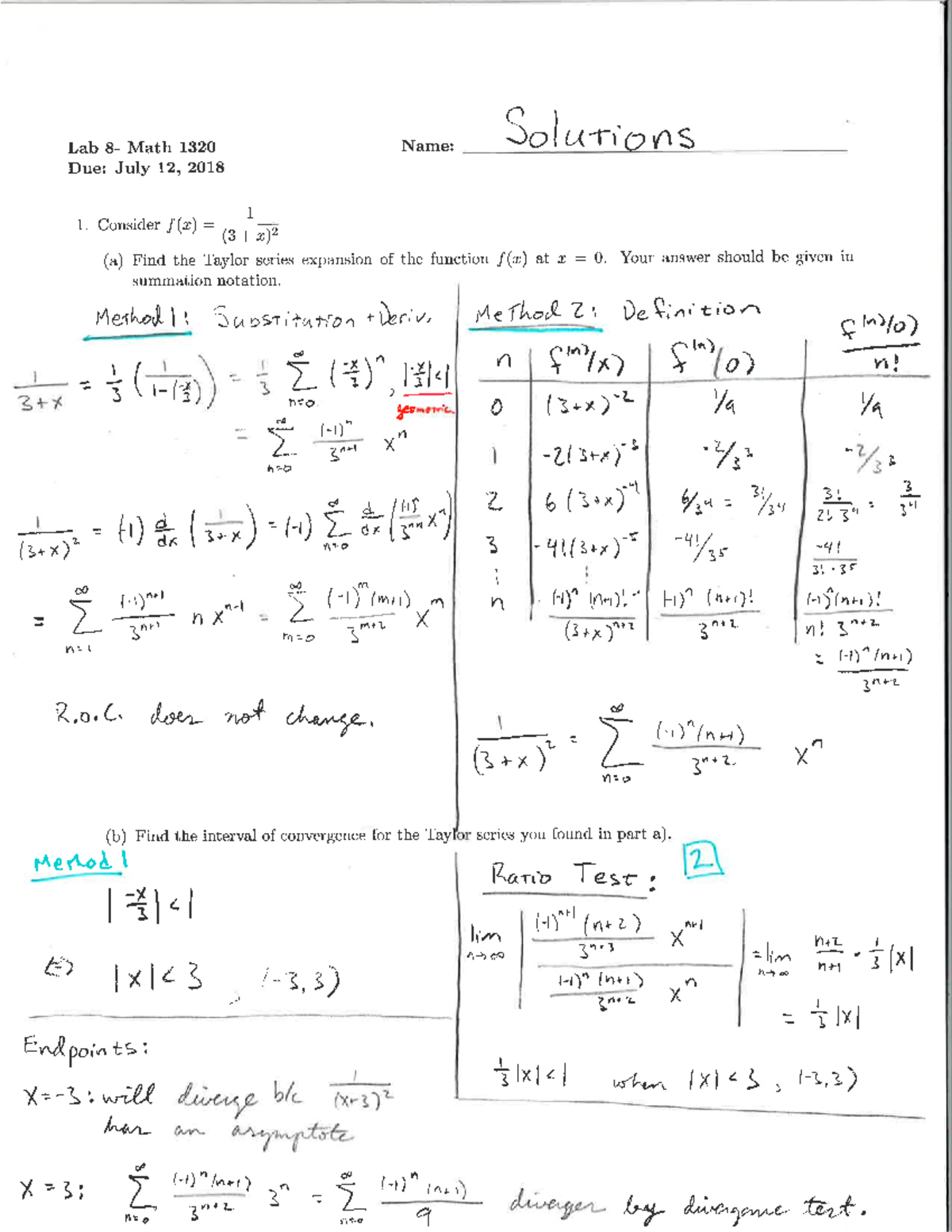 Lab8 Solutions - lab 8 - 0 Lab 8— Math 1320 Name: 30 MT‘ 0 W S Due ...