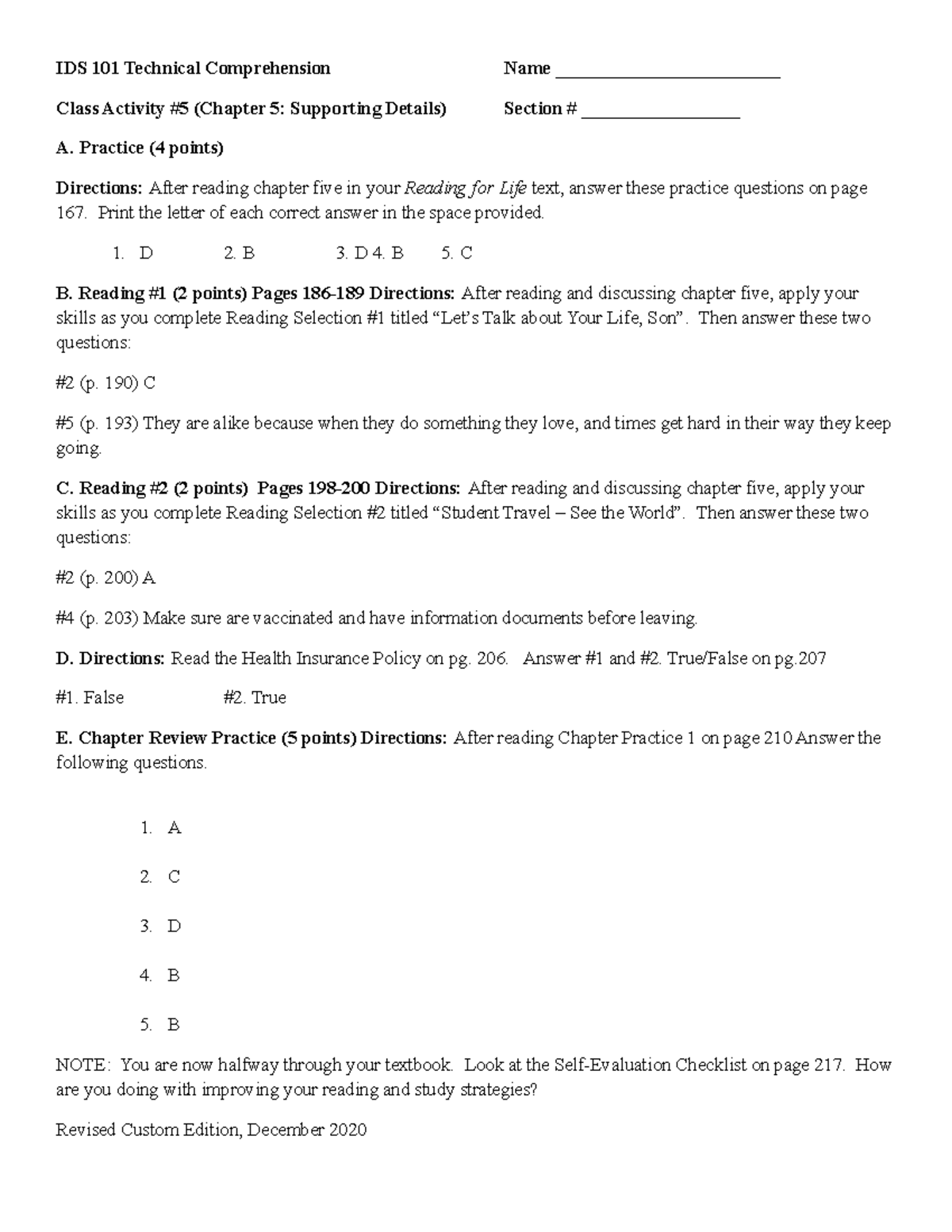 5 worksheet - IDS 101 Technical Comprehension Name ...