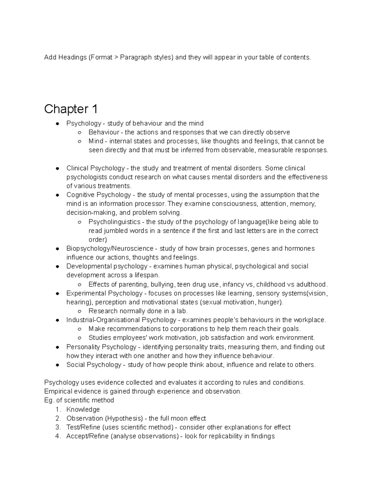 Psych Notes - Just uploaded it to allow a trial. From chapter 1 to ...