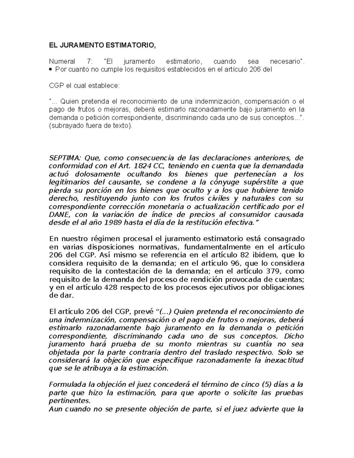 Descorrer traslado de la contestacion de la demanda - EL JURAMENTO ...