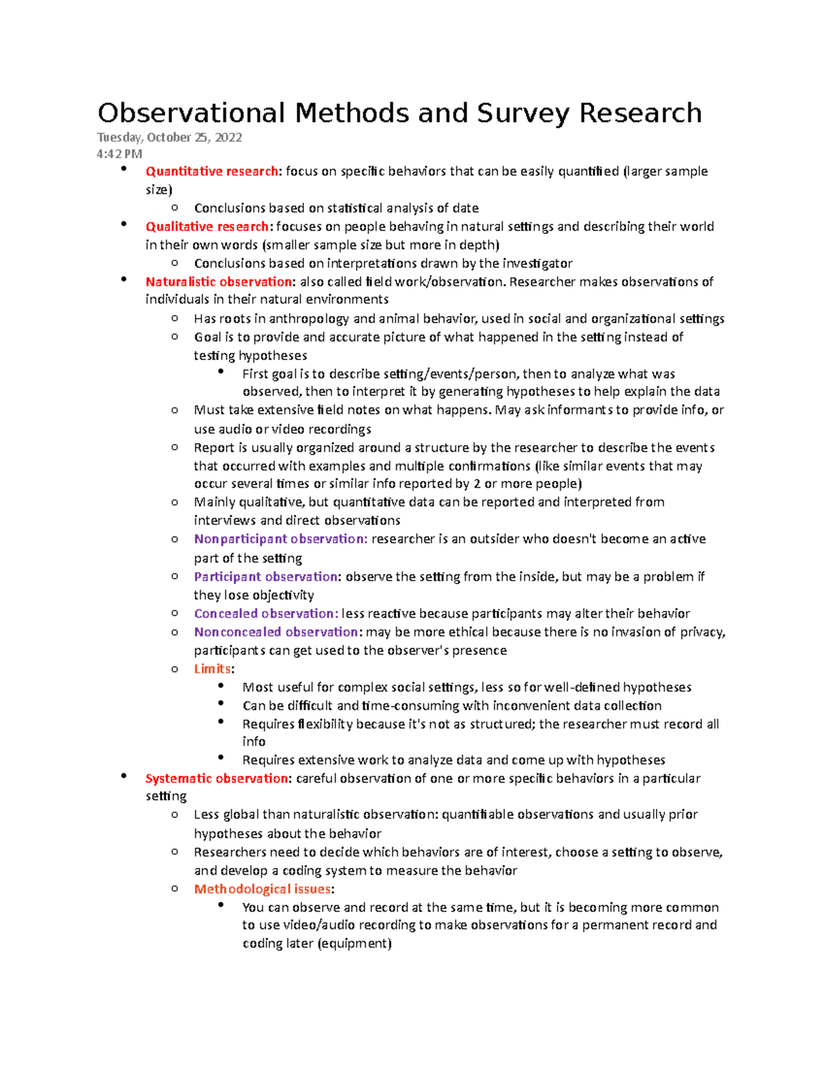 Observational Methods and Survey Research - Researcher makes ...
