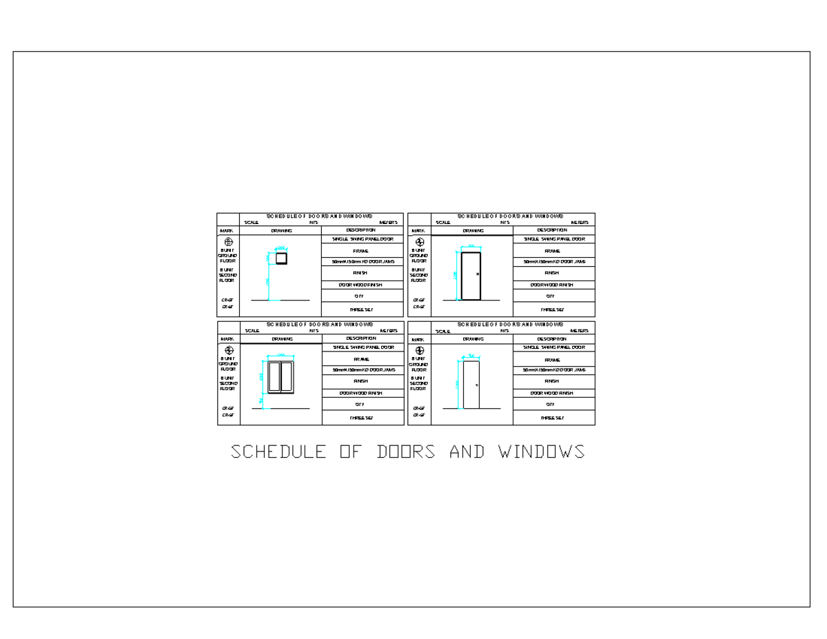 elevation left - SCHEDULE OF DOORS AND WINDOWS SCALE NTS METERS MARK ...