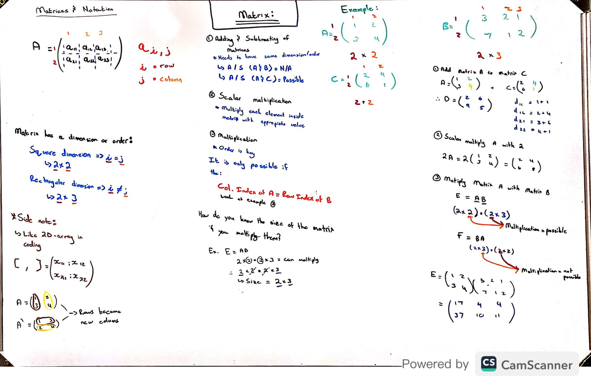 STK 120-DD-Notes 23 - Matrices Notation Matrix: Example 3 7 1 Adding 3 ...