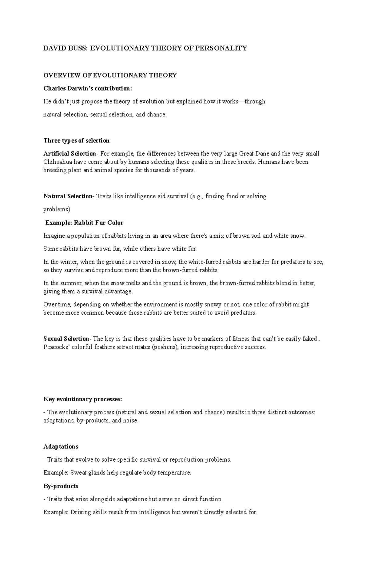 David Buss: Evolutionary Theory of Personality - DAVID BUSS ...