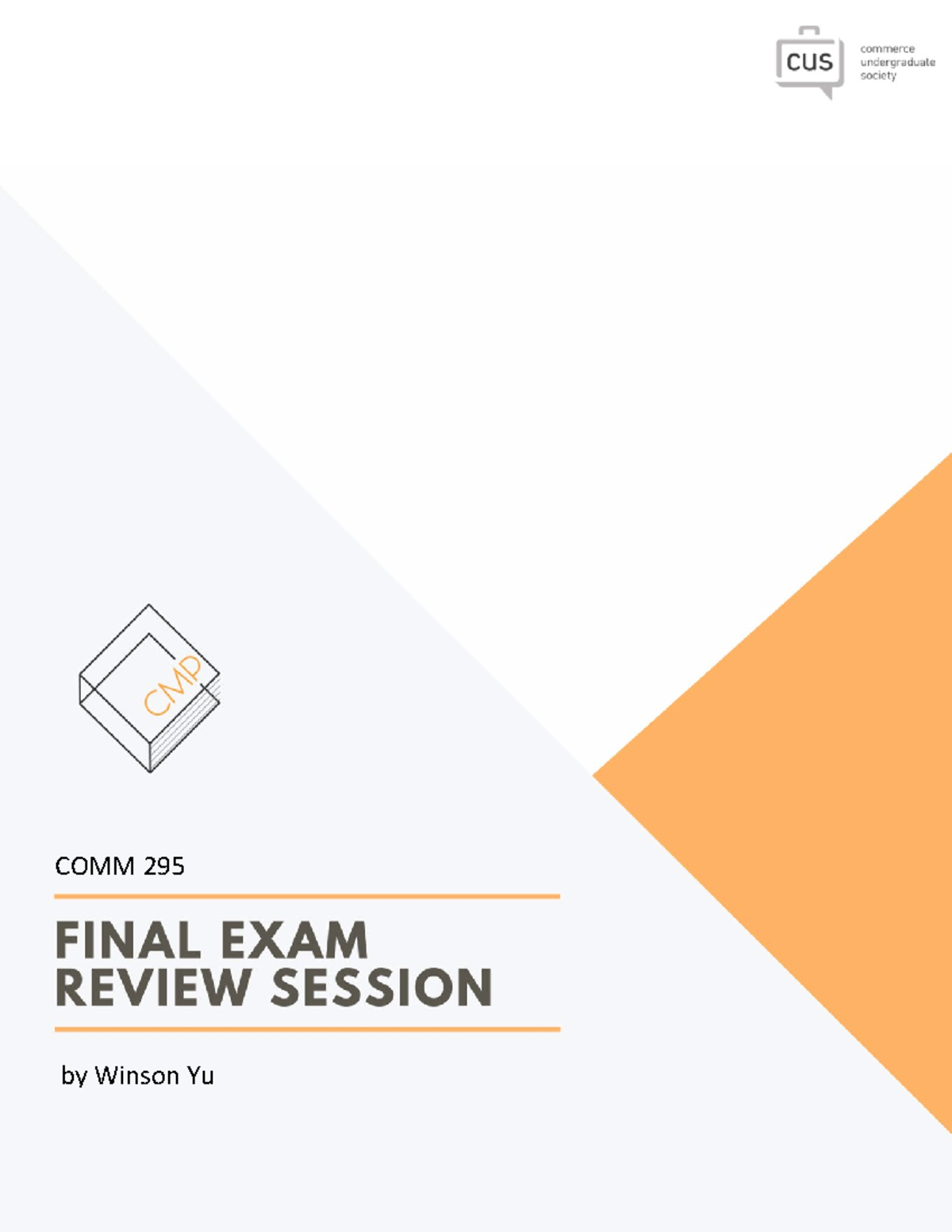 2020 - COMM 295 CMP Final Review Package Solution PDF - COMM 295 by ...