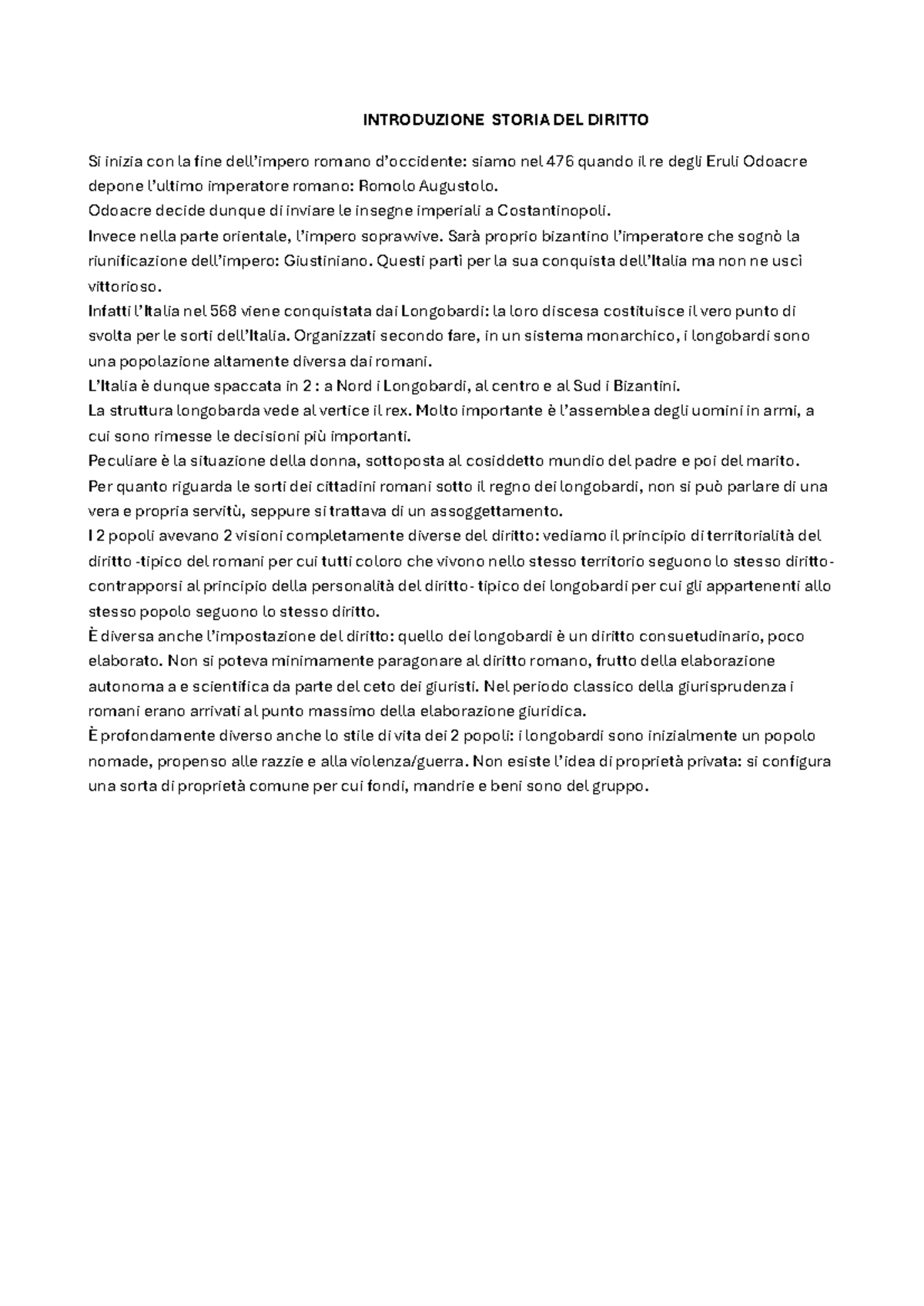 Introduzione Storia DEL Diritto - INTRODUZIONE STORIA DEL DIRITTO Si ...