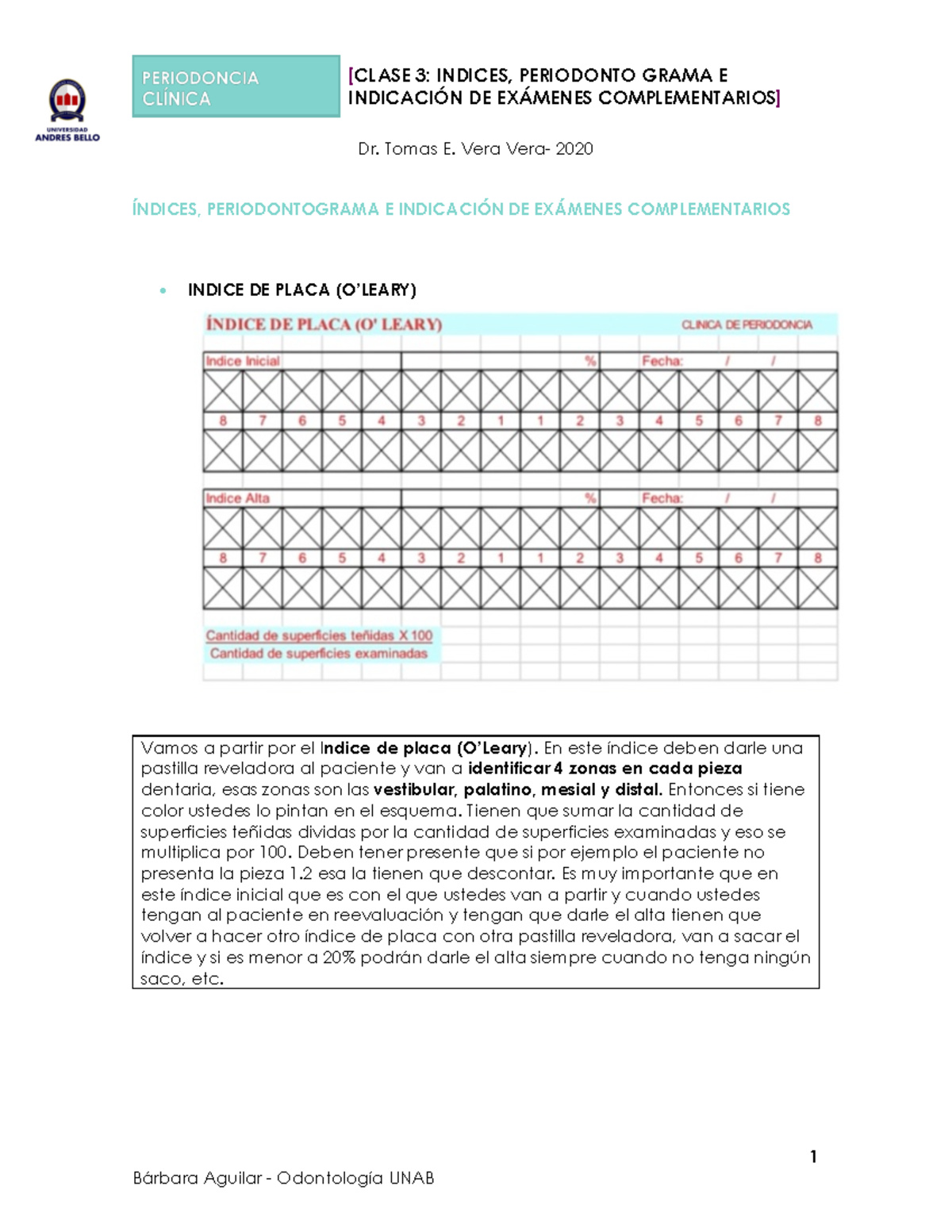 Indices, periodontograma e indicación de examenes - Warning: TT: undefined function: 32 ...