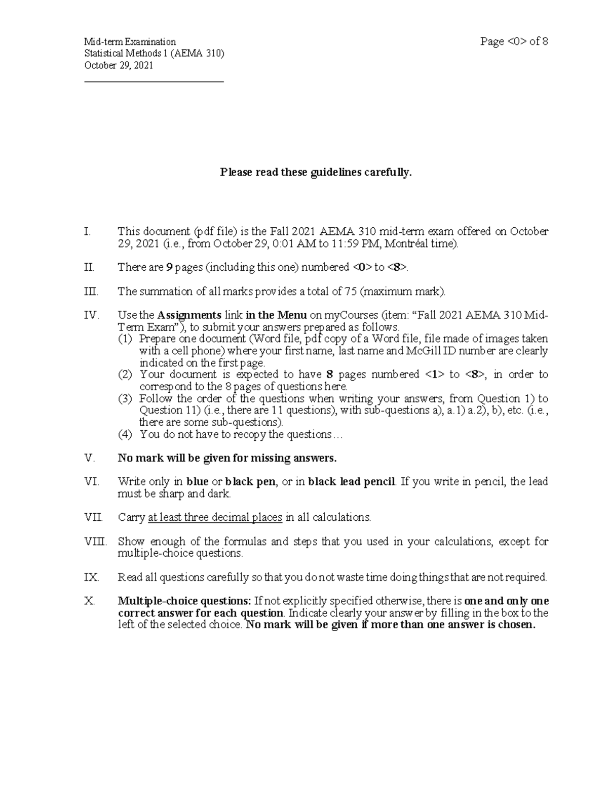 AEMA 310 Midtermf 2021 FIN SOL - Statistical Methods 1 (AEMA 310 ...