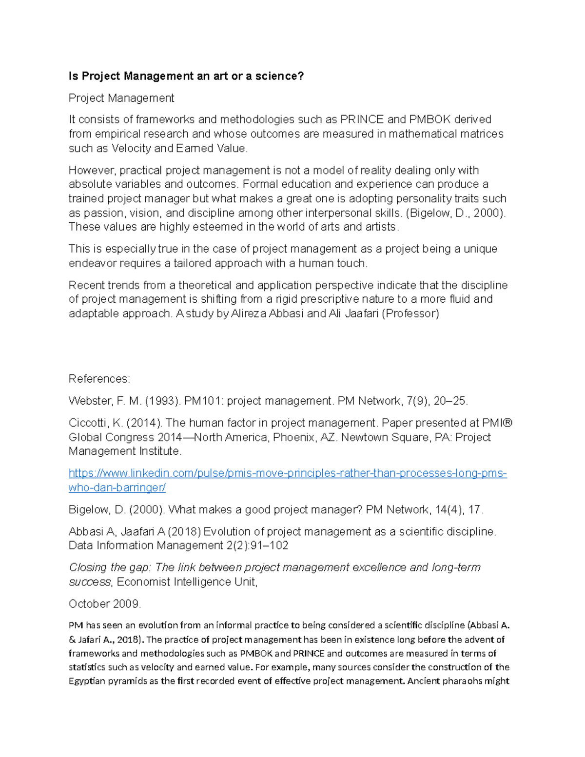 Is Project Management an art or a science - However, practical project ...