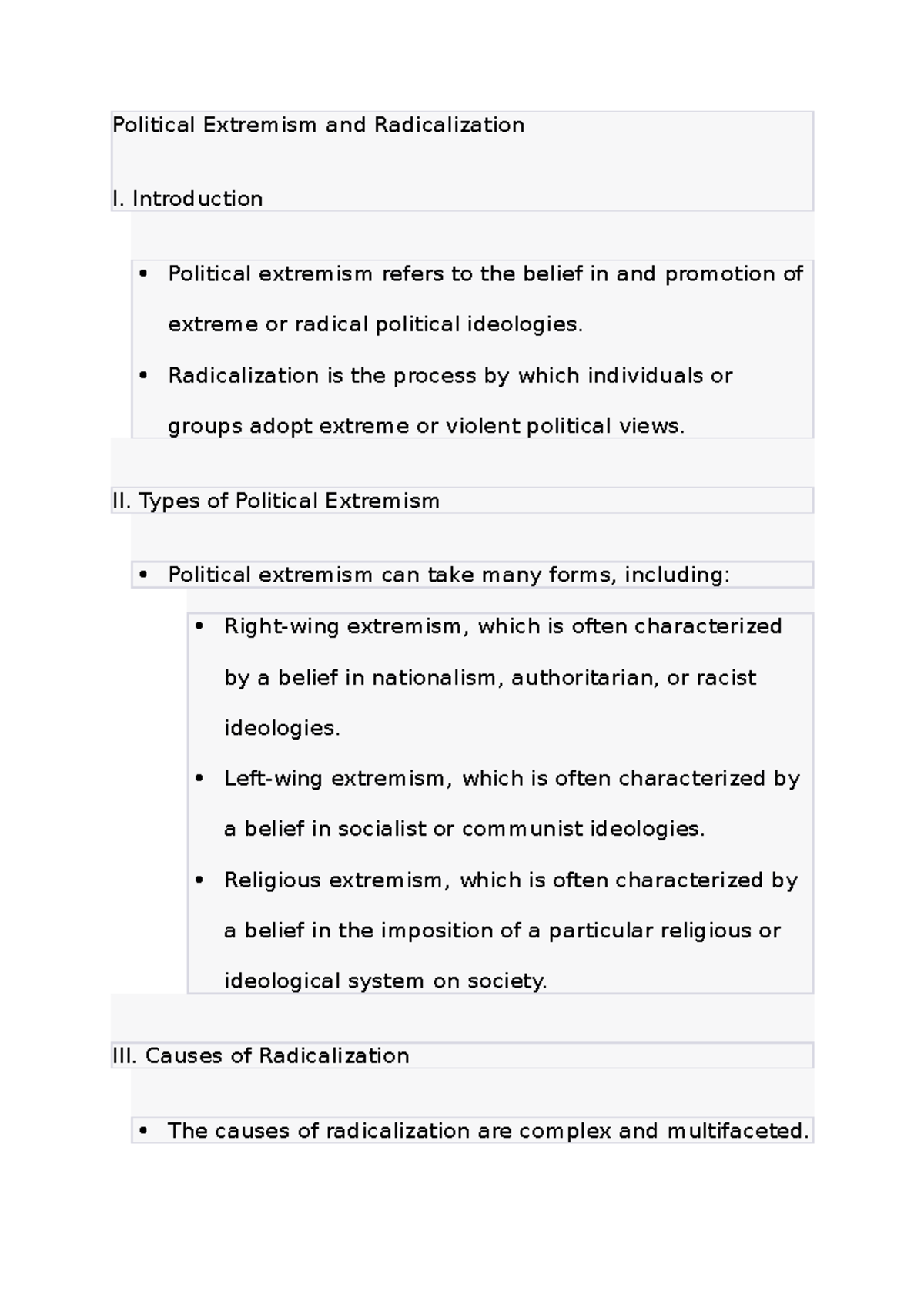 Political Extremism and Radicalization - Introduction Political ...