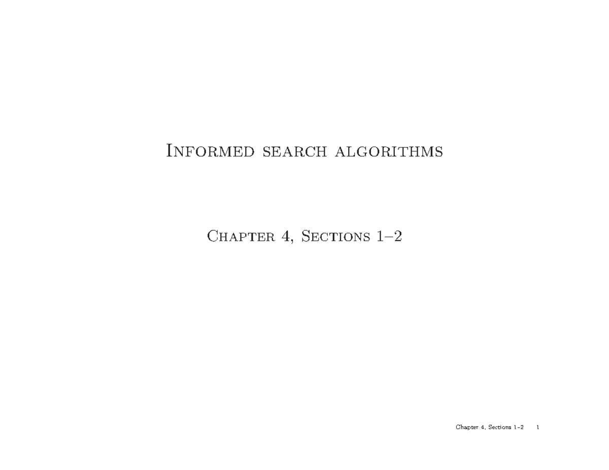 Appunti - lezione-4 a-b - Informed search algorithms - local search ...