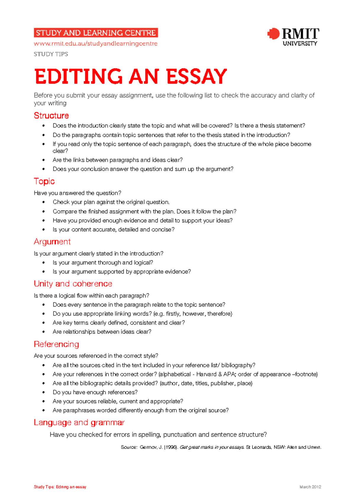 Editing writing - Business English - Study Tips: Editing an essay March ...