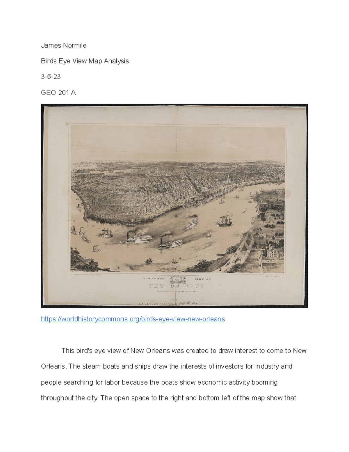 Birds eye view map analysis - James Normile Birds Eye View Map Analysis ...